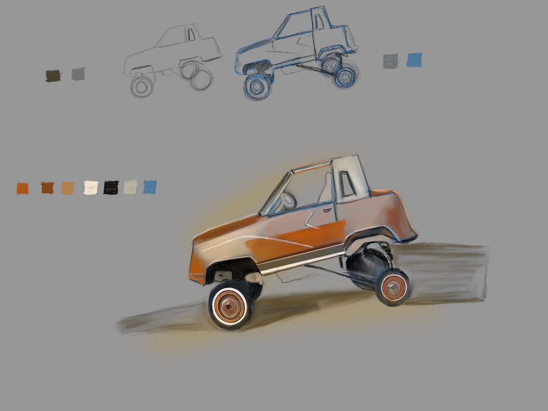 ArtStation - Small cartoony car,orange