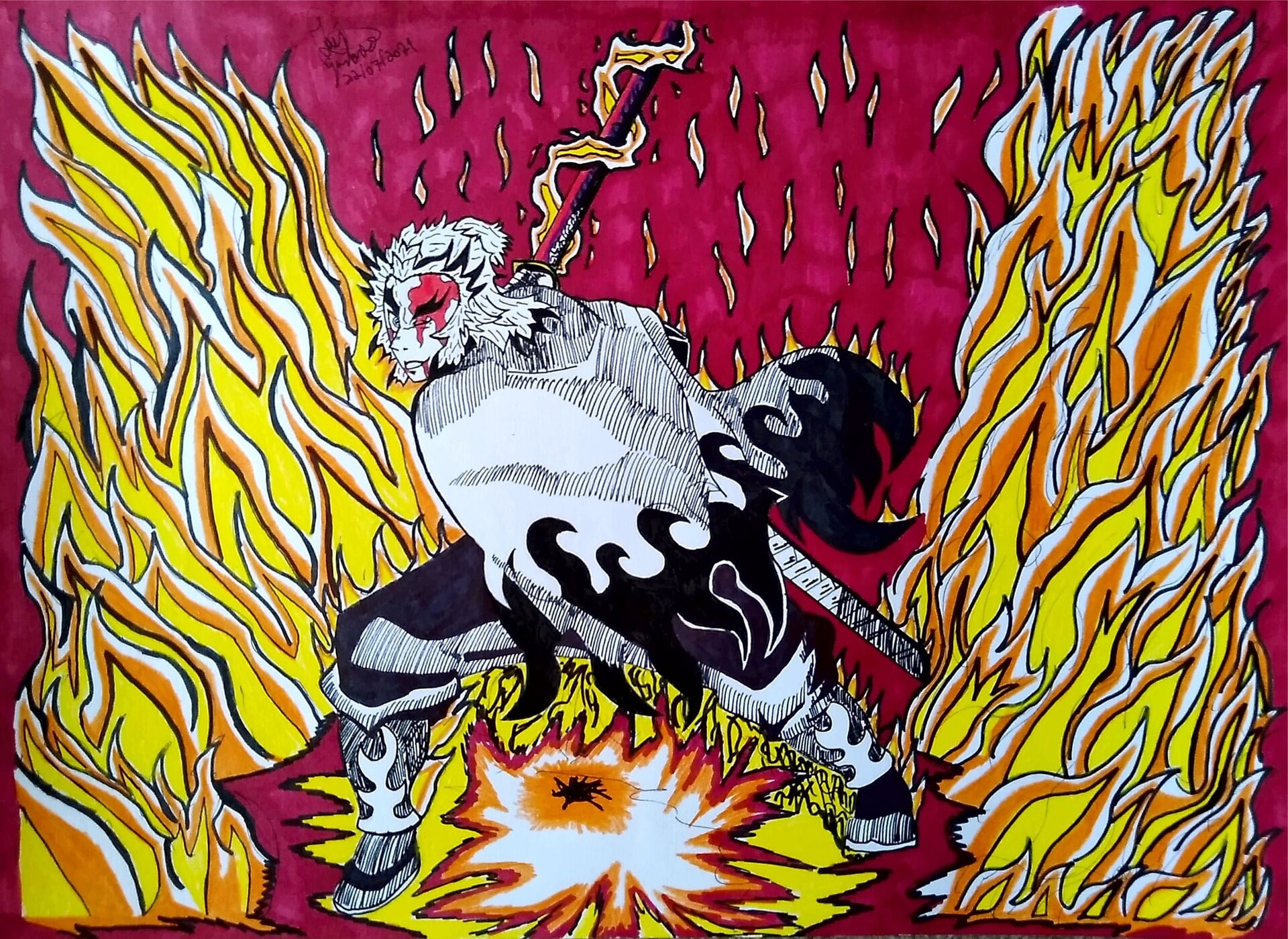 ArtStation - Traditional art, Rengoku design