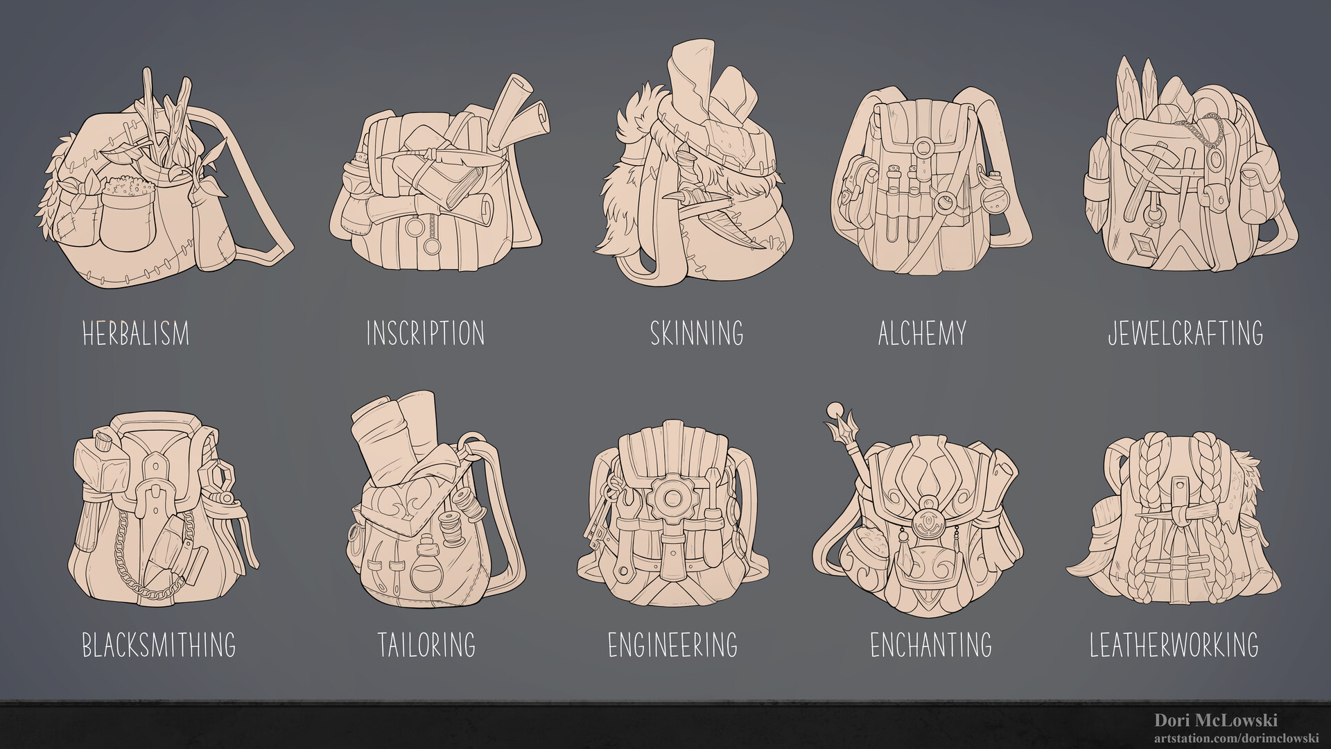 ArtStation - Profession Bags - Linework
