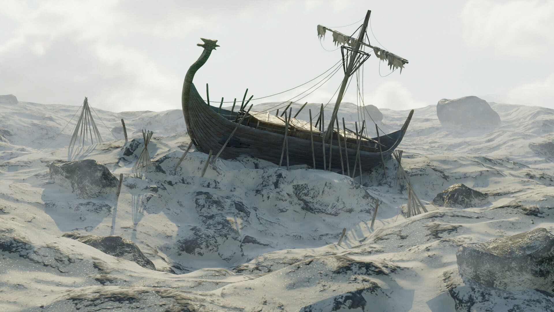 blender 3d - Crashed Viking Ship