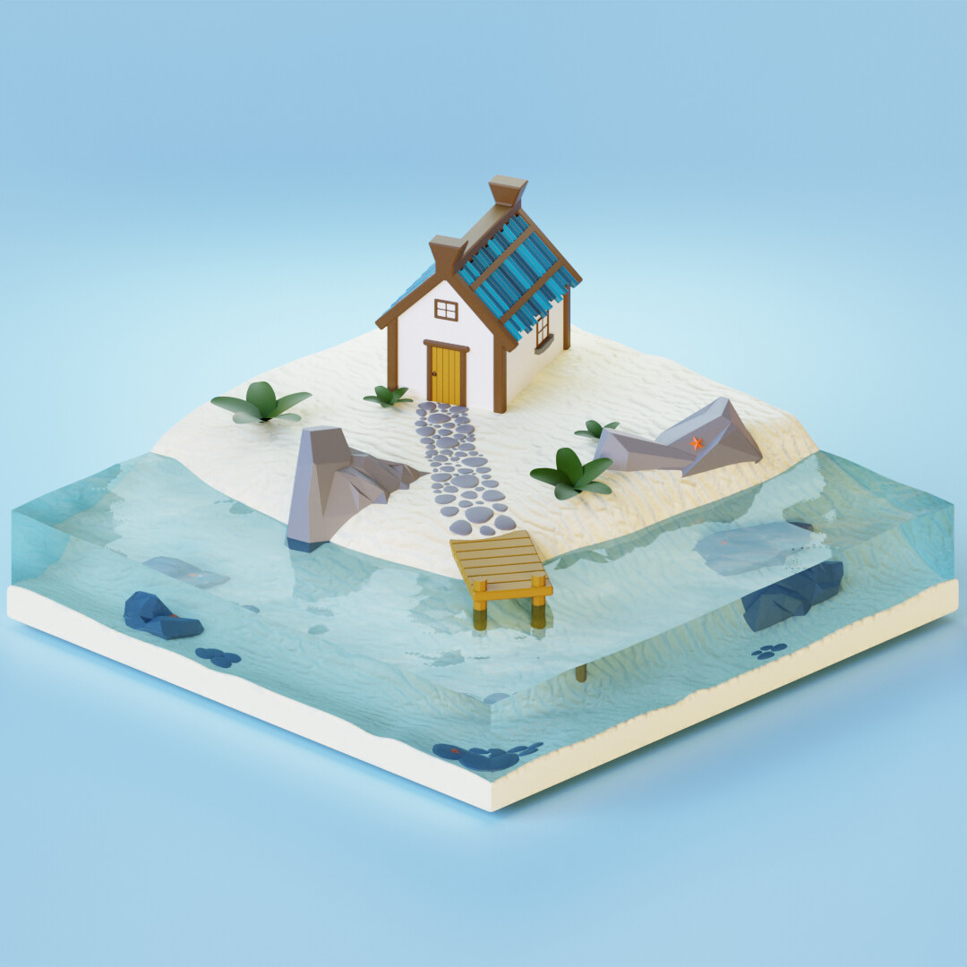 ArtStation - Low Poly Paradise Island