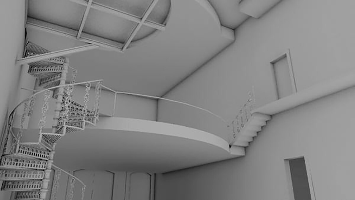 ArtStation - Internal 3D Projection - Antique Staircase and Mezzanine