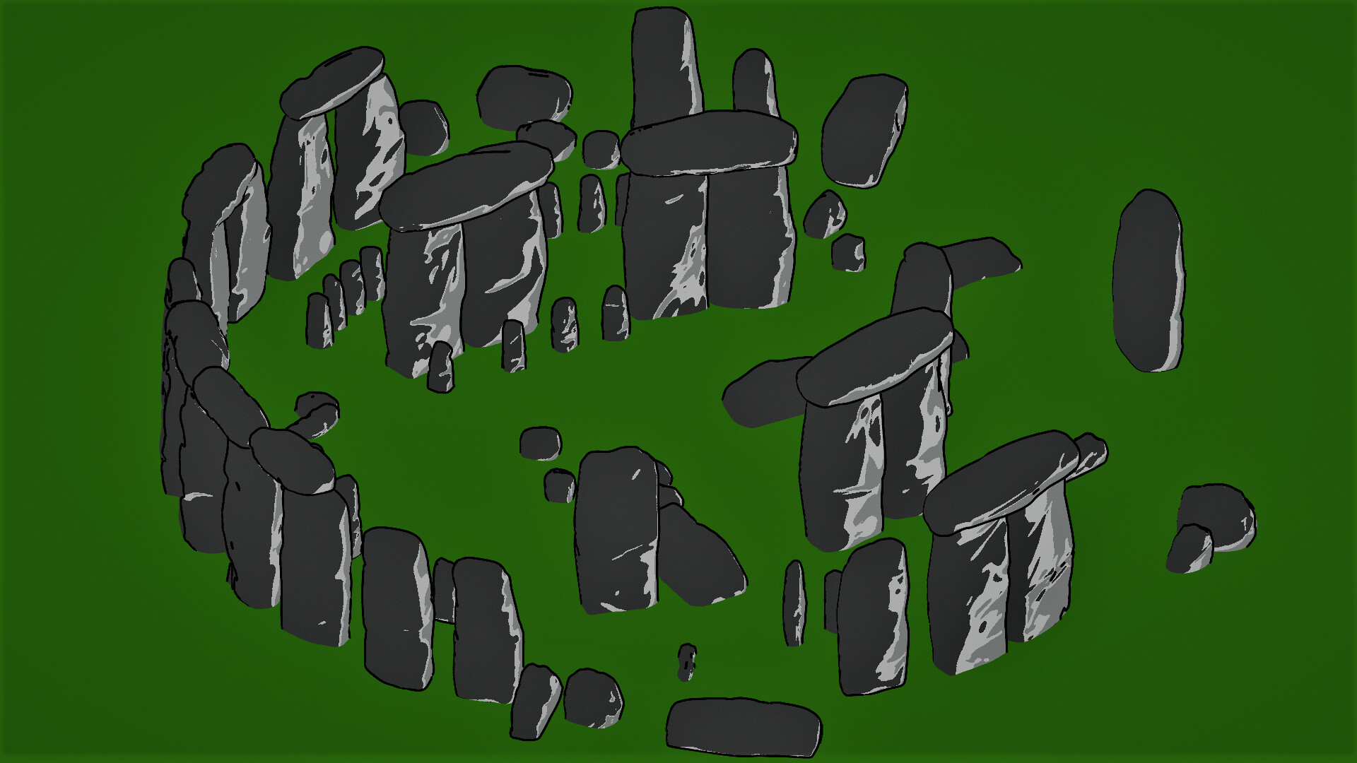 ArtStation - (2) Merlin’s Rocks, Cartoon Stonehenge