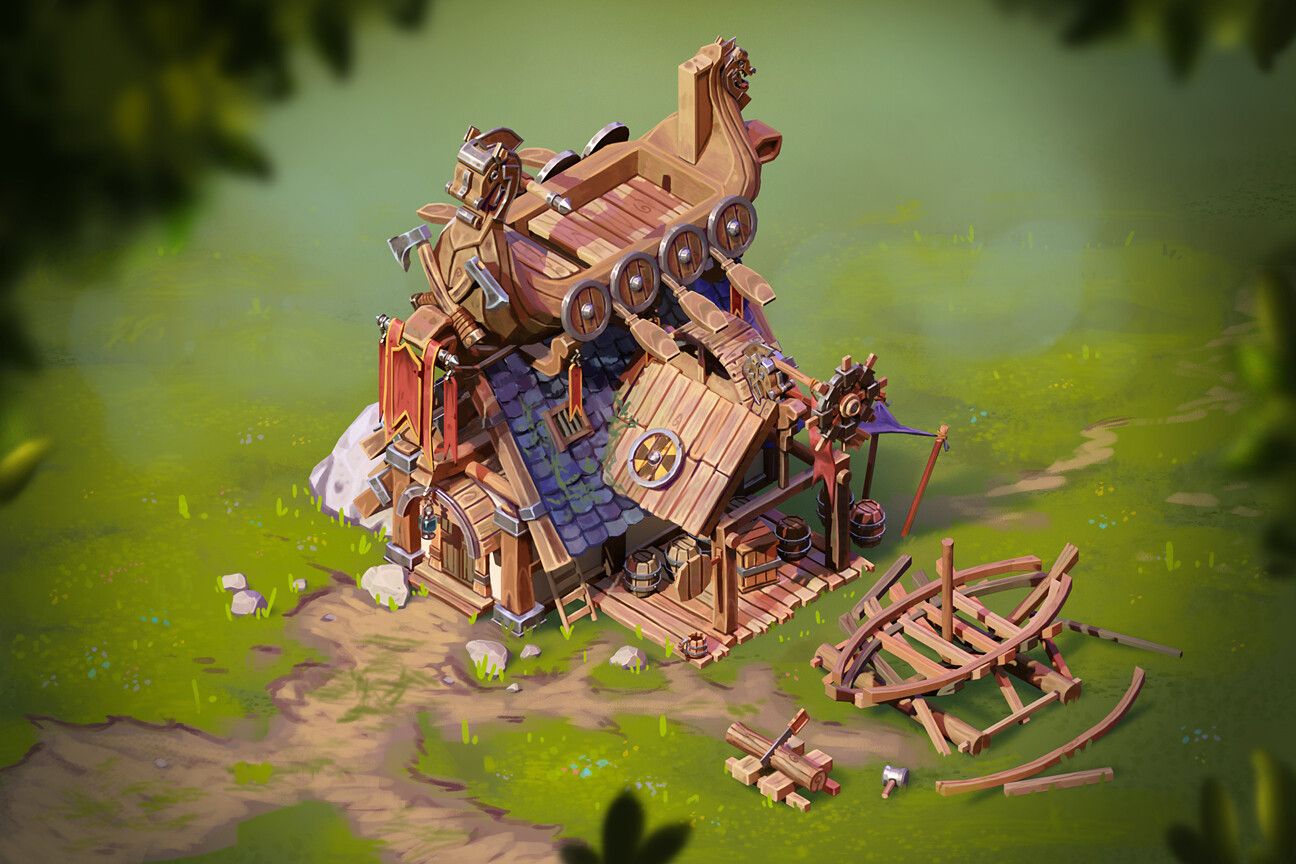 ArtStation - Ship House - Isometric painting