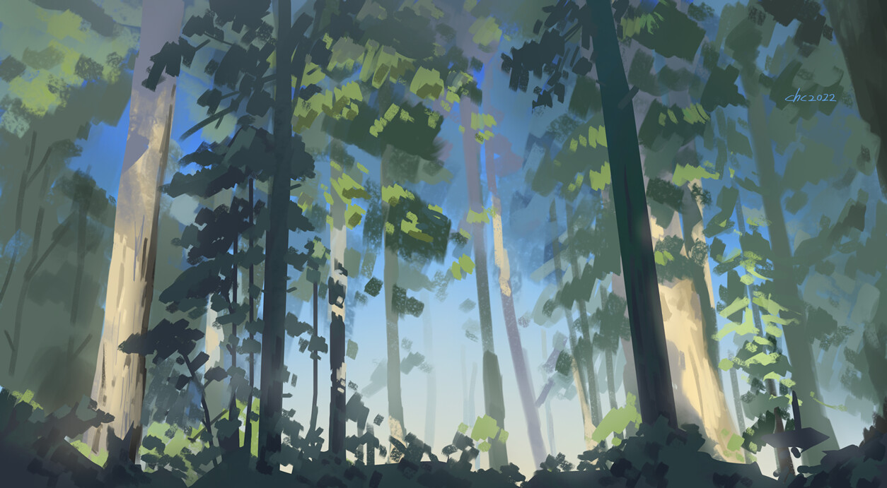 ArtStation - Forsest Speed painting树林小涂鸦