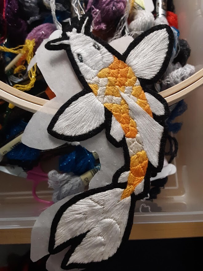Angelica S. Ionic - Koi Fish hand embroidered patches