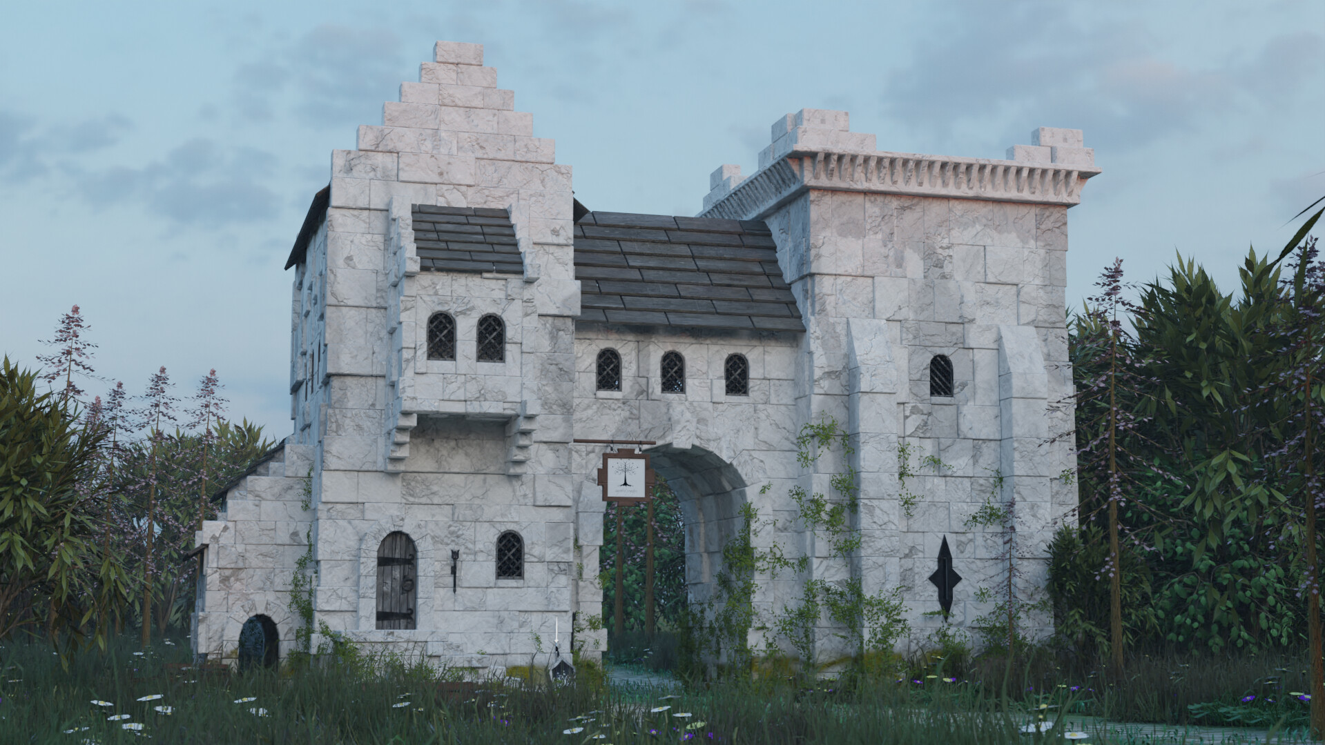 ArtStation - A watchtower on the road to Gondor