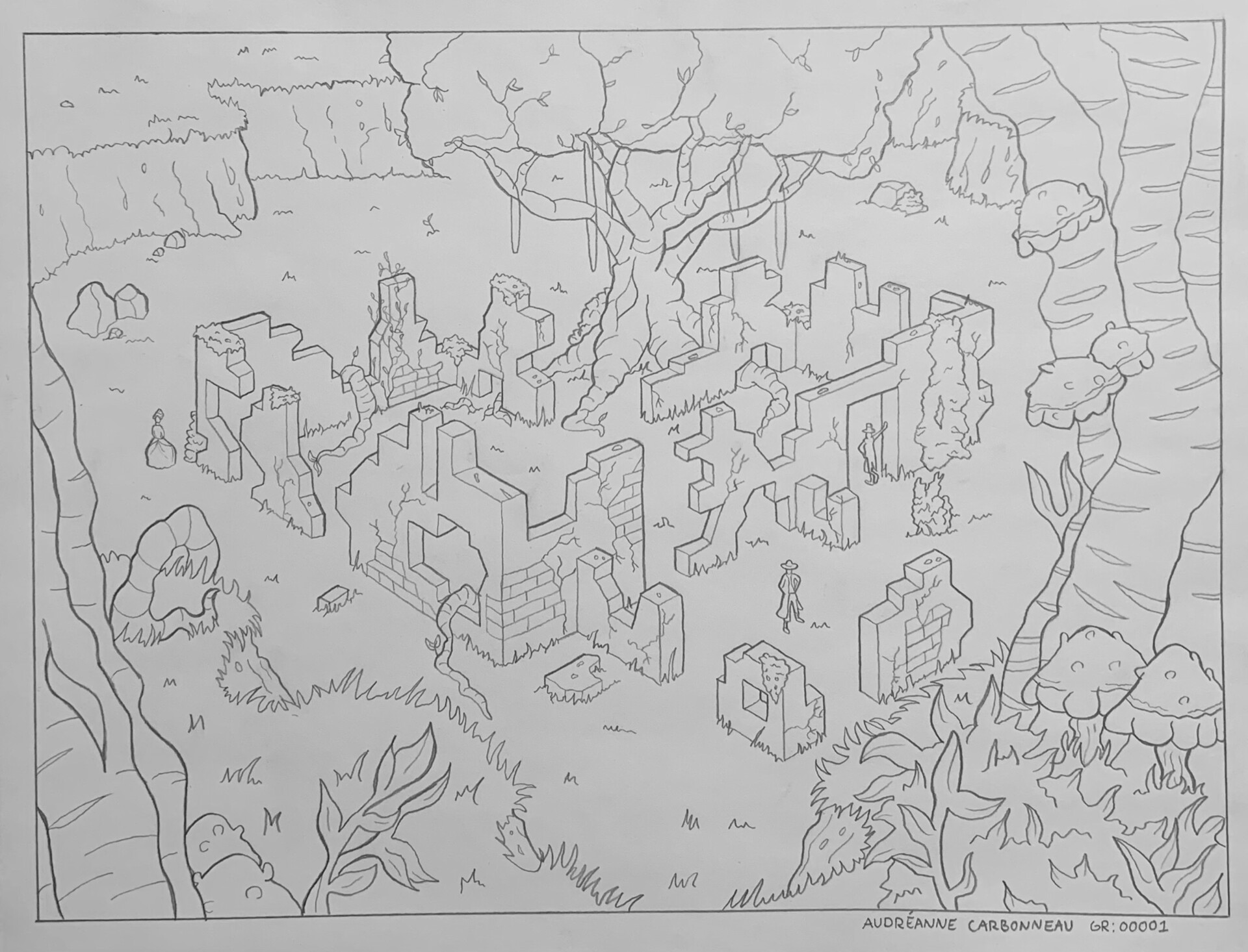 ArtStation - Ruins drawing