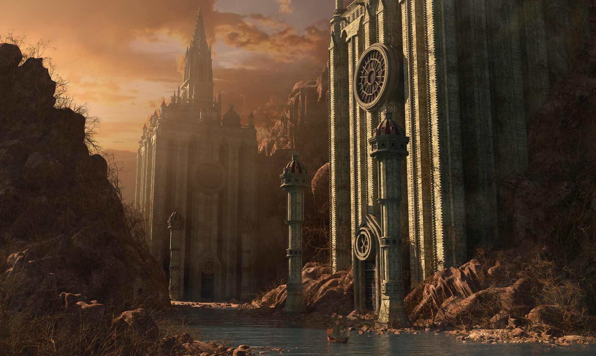 ArtStation - Fantasy Sunset Towers