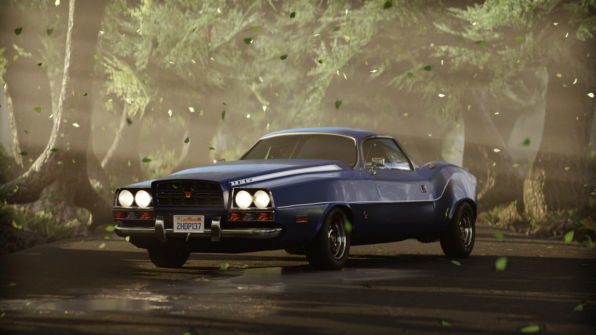 ArtStation - Muscle Car on Forrest Road