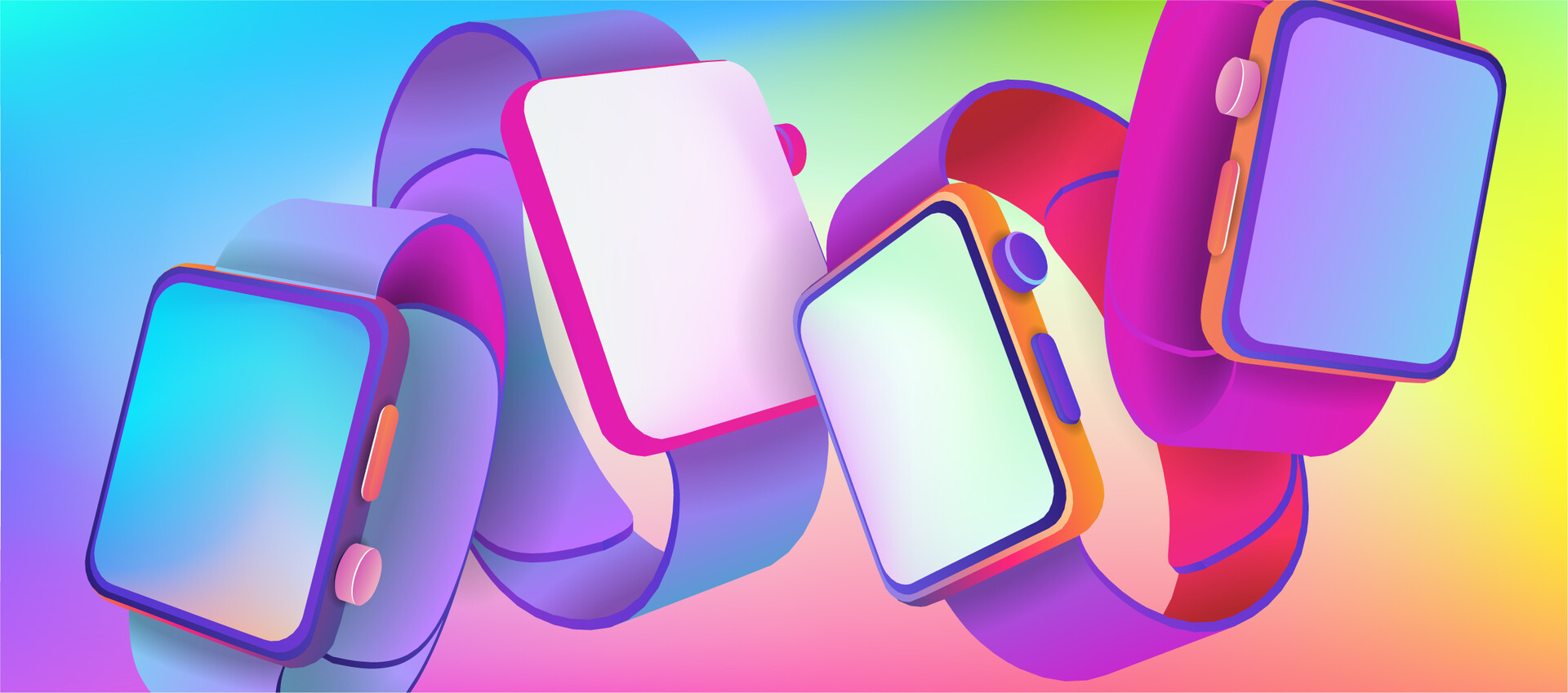 ArtStation - Four pairs of smart watches on a bright colored background