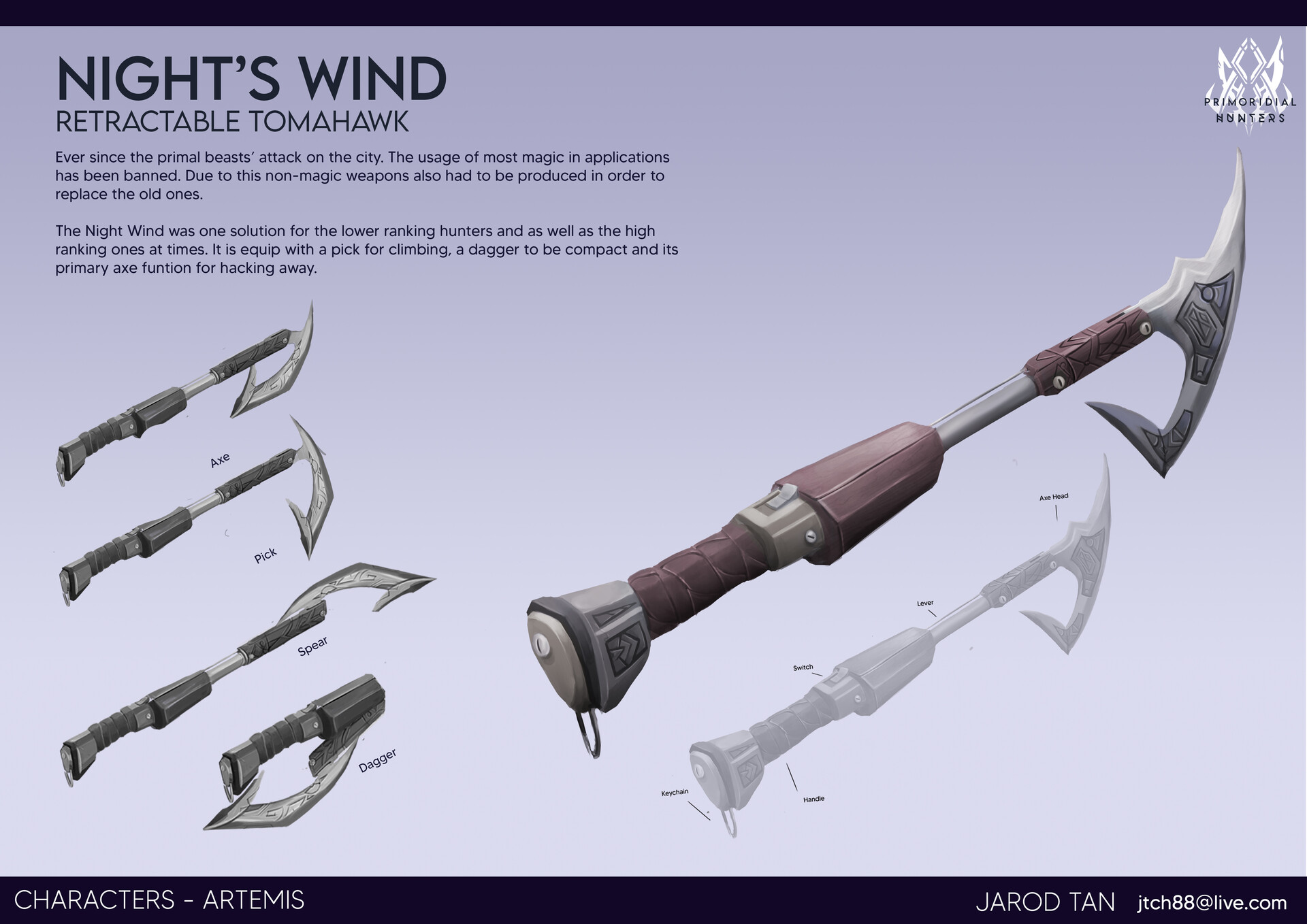 ArtStation - Primordial Hunters - Night's Wind, Retractable Tomahawk