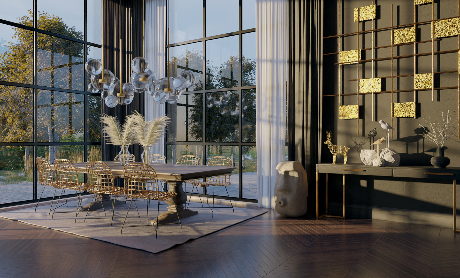 ArtStation - Dinning room in a sunset.