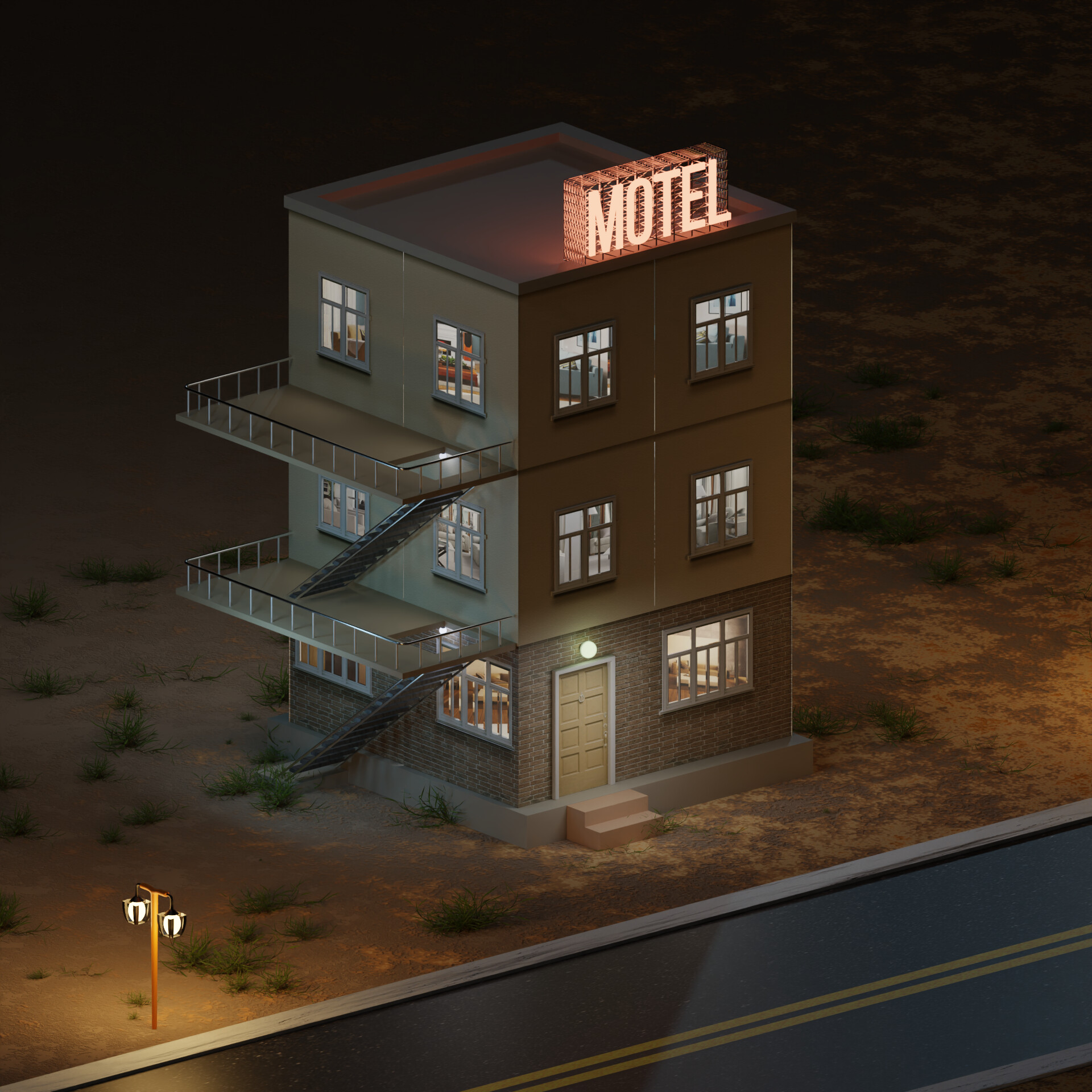 ArtStation - Motel 3D Illustration