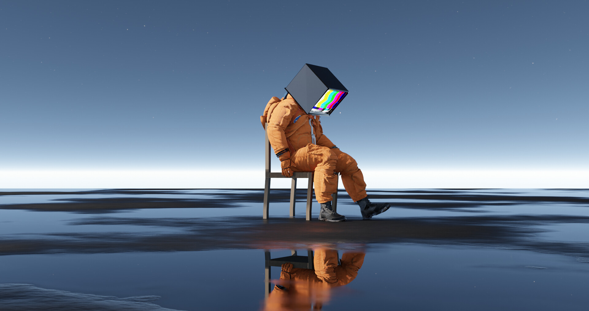 ArtStation - Astronaut Seat in Chair on Flowers Garden Or Empty Space