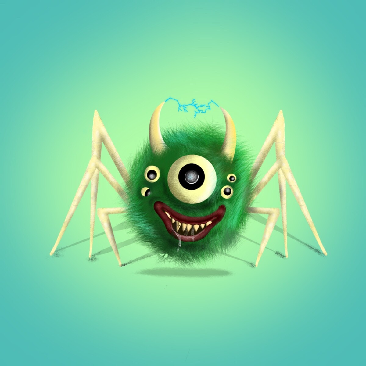 ArtStation - Green puff monster semi realistic 2D