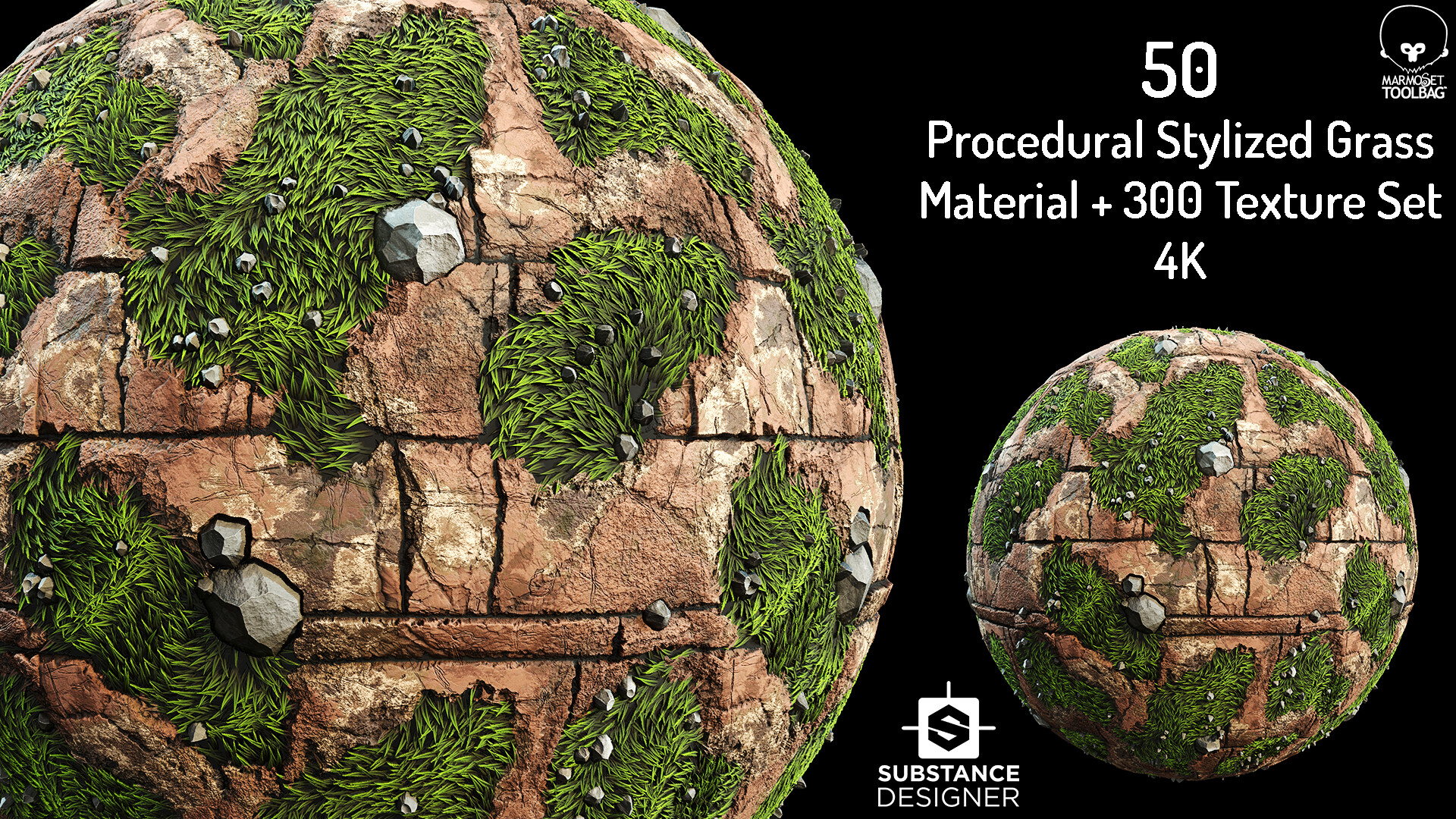 ArtStation - 50 Procedural Stylized Grass Material + 300 Texture Set 4K ...