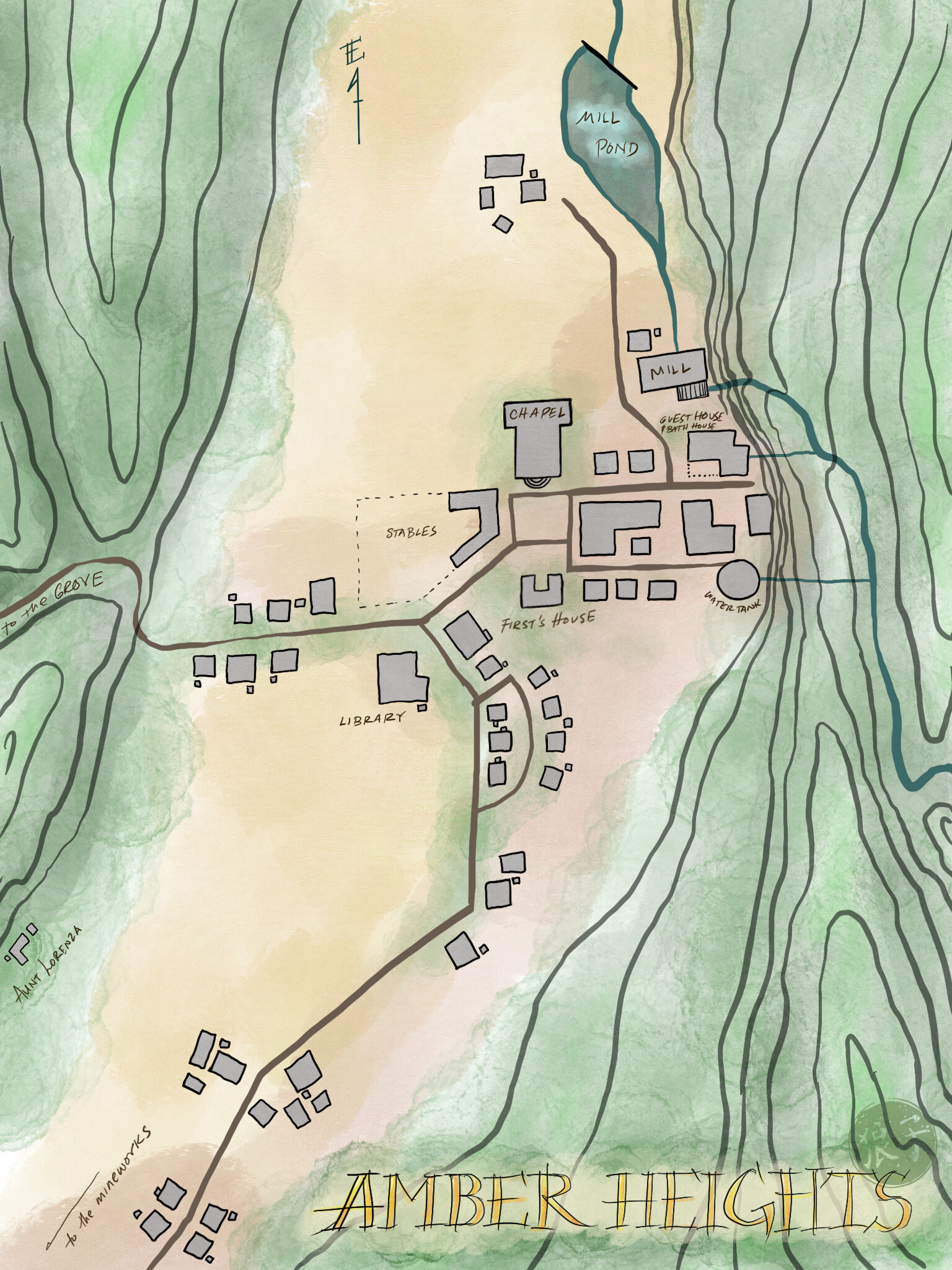 ArtStation - Map of Amber Heights (Western AU)