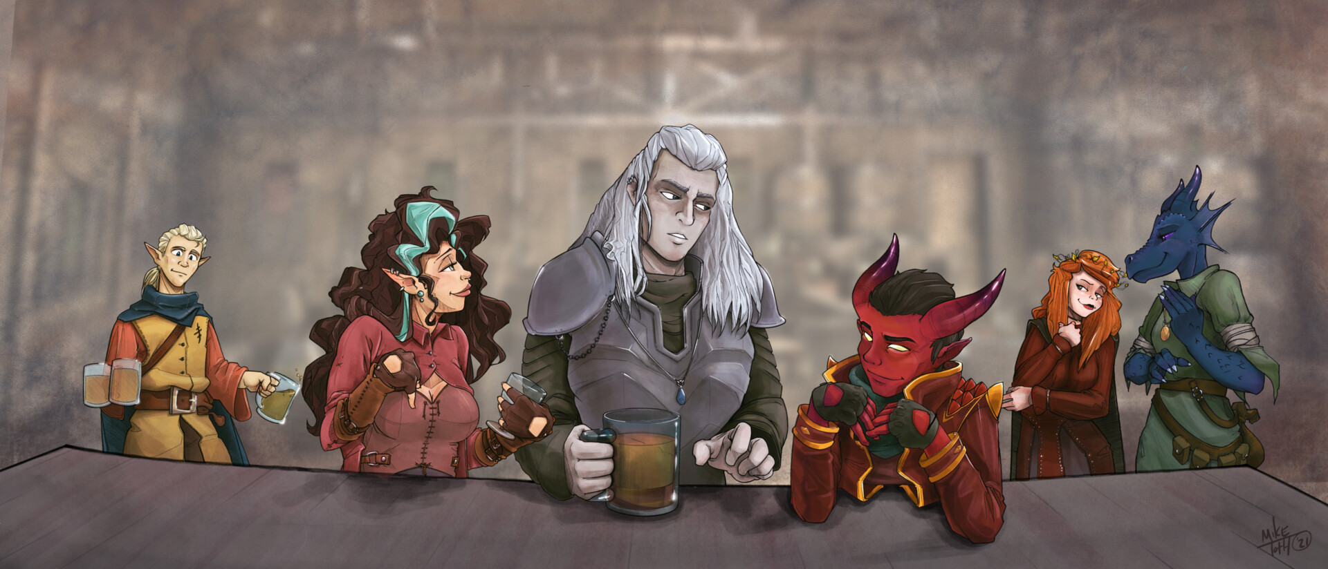 ArtStation - Unlikely Companions - DnD Party Drawing