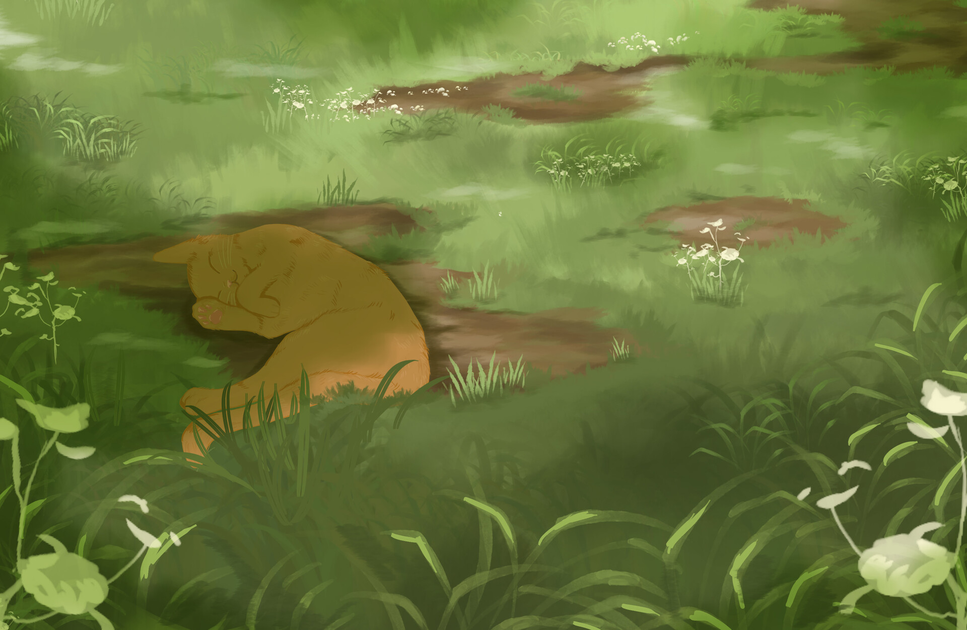 ArtStation - Cat In Grass Field