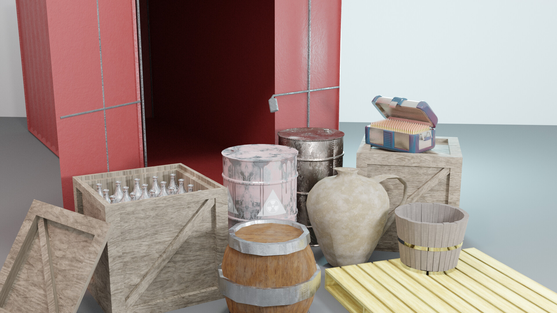 ArtStation - Crates and Barrels - A study in Props