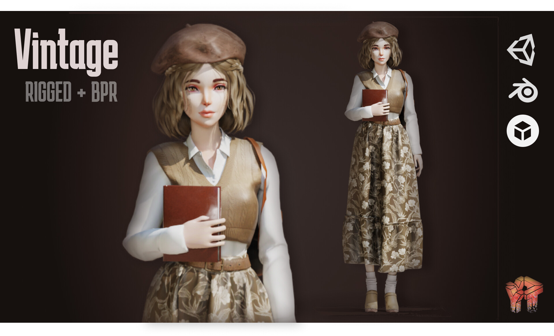 Vintage-style Low-poly 3D model (Rigged + PBR) - Buy Royalty Free 3D ...