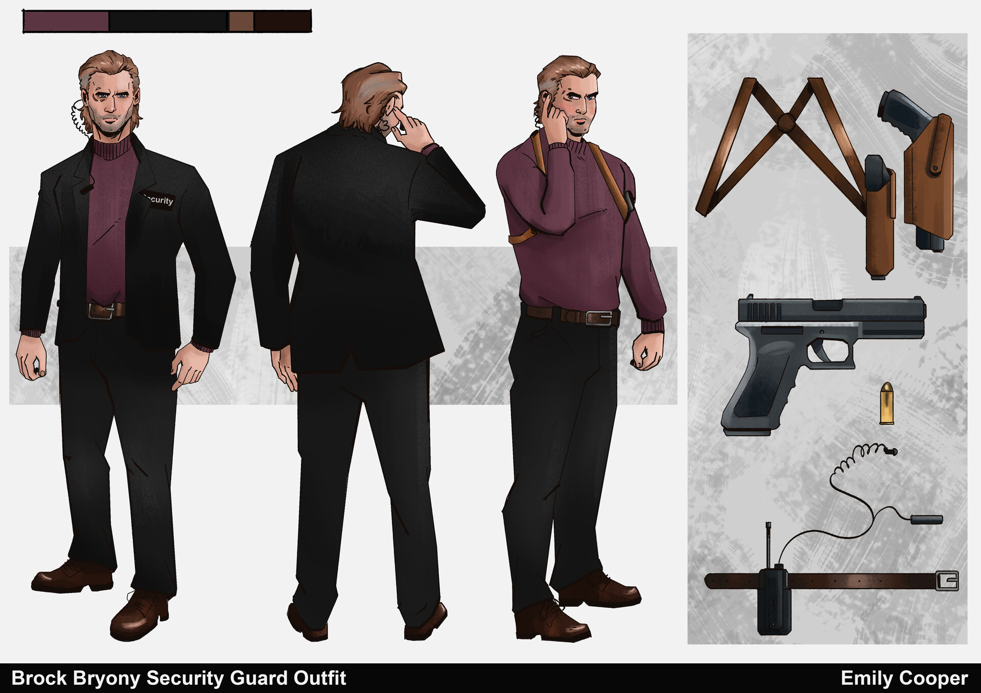 ArtStation - Brock Bryony: Security Guard Outfit Design Process
