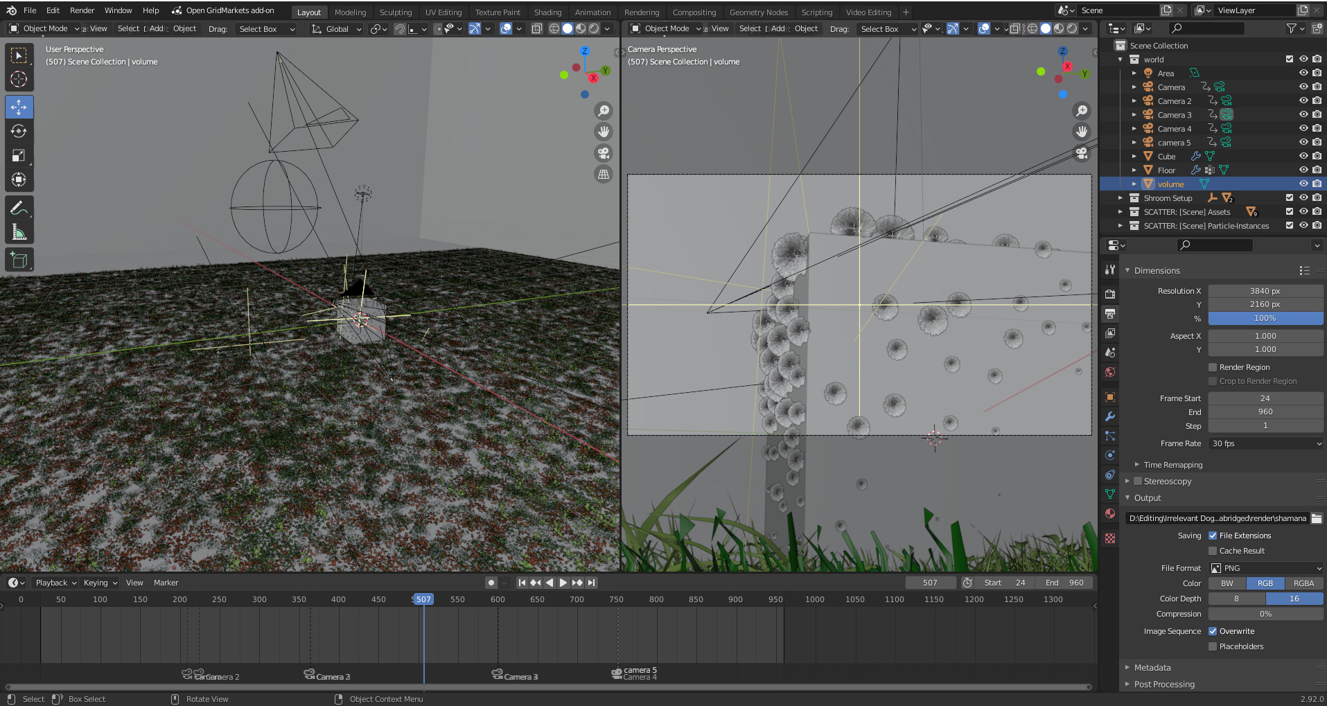 James Warmuth - Procedural glowing mushroom experiment (geometry nodes)