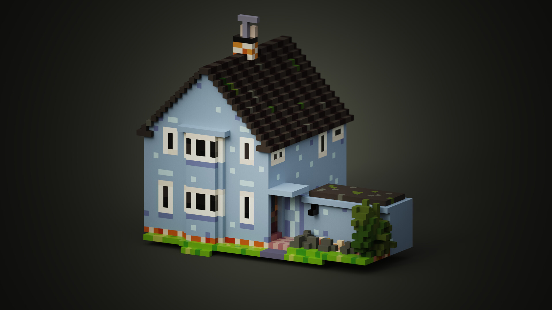 ArtStation - Blue Voxel House