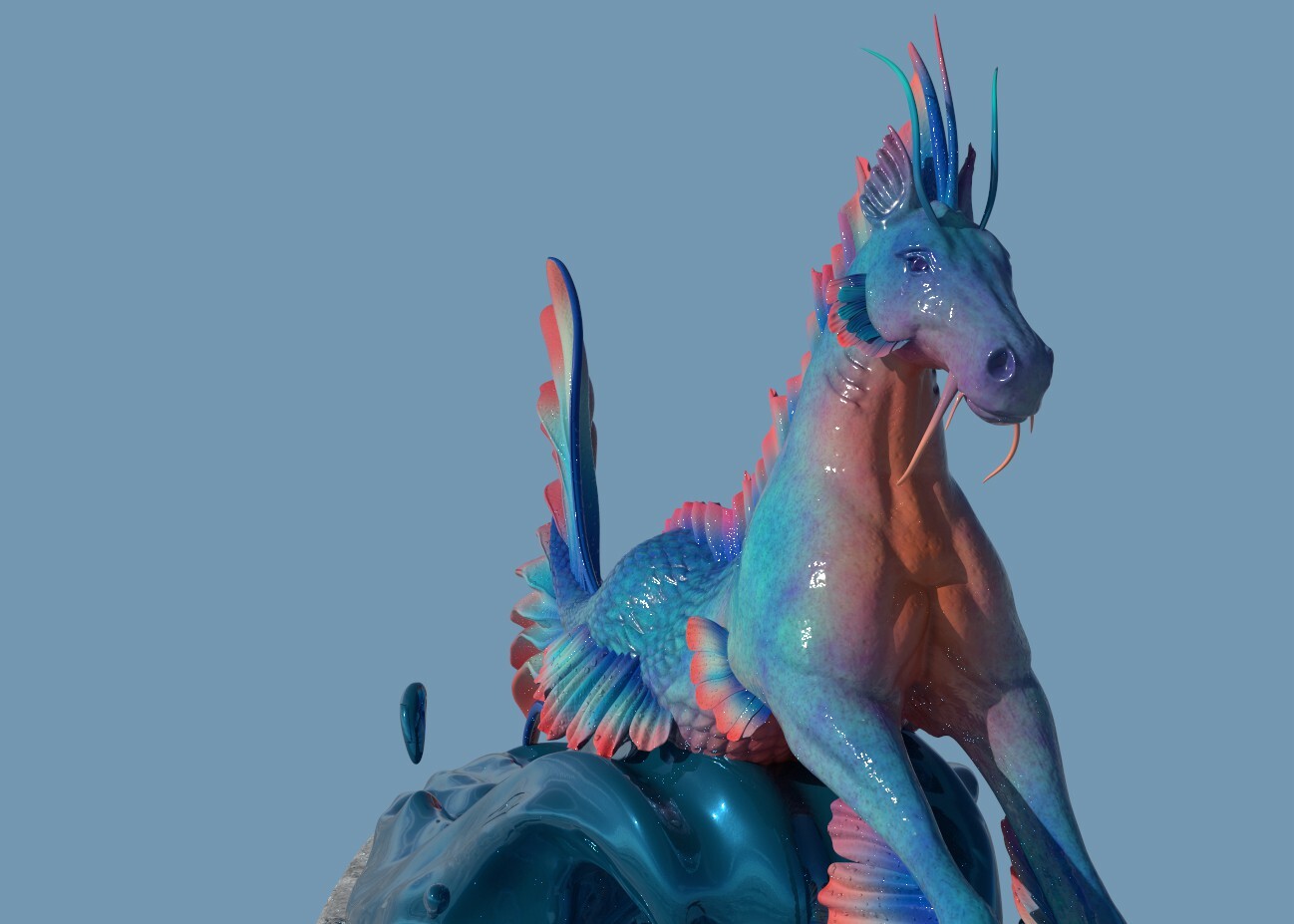 ArtStation - Hippocampus 3D Model - Creature from greek mythology