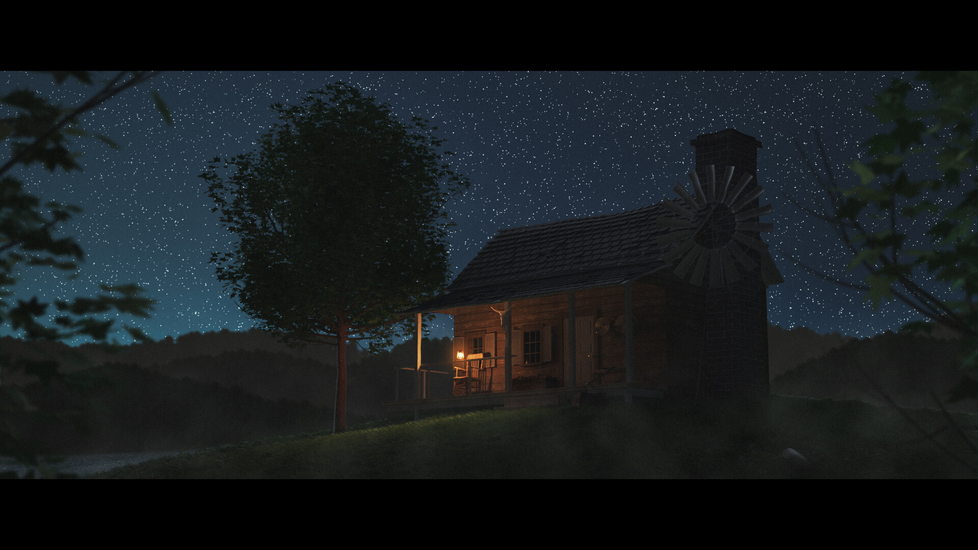 ArtStation - CABIN NIGHT SCENE
