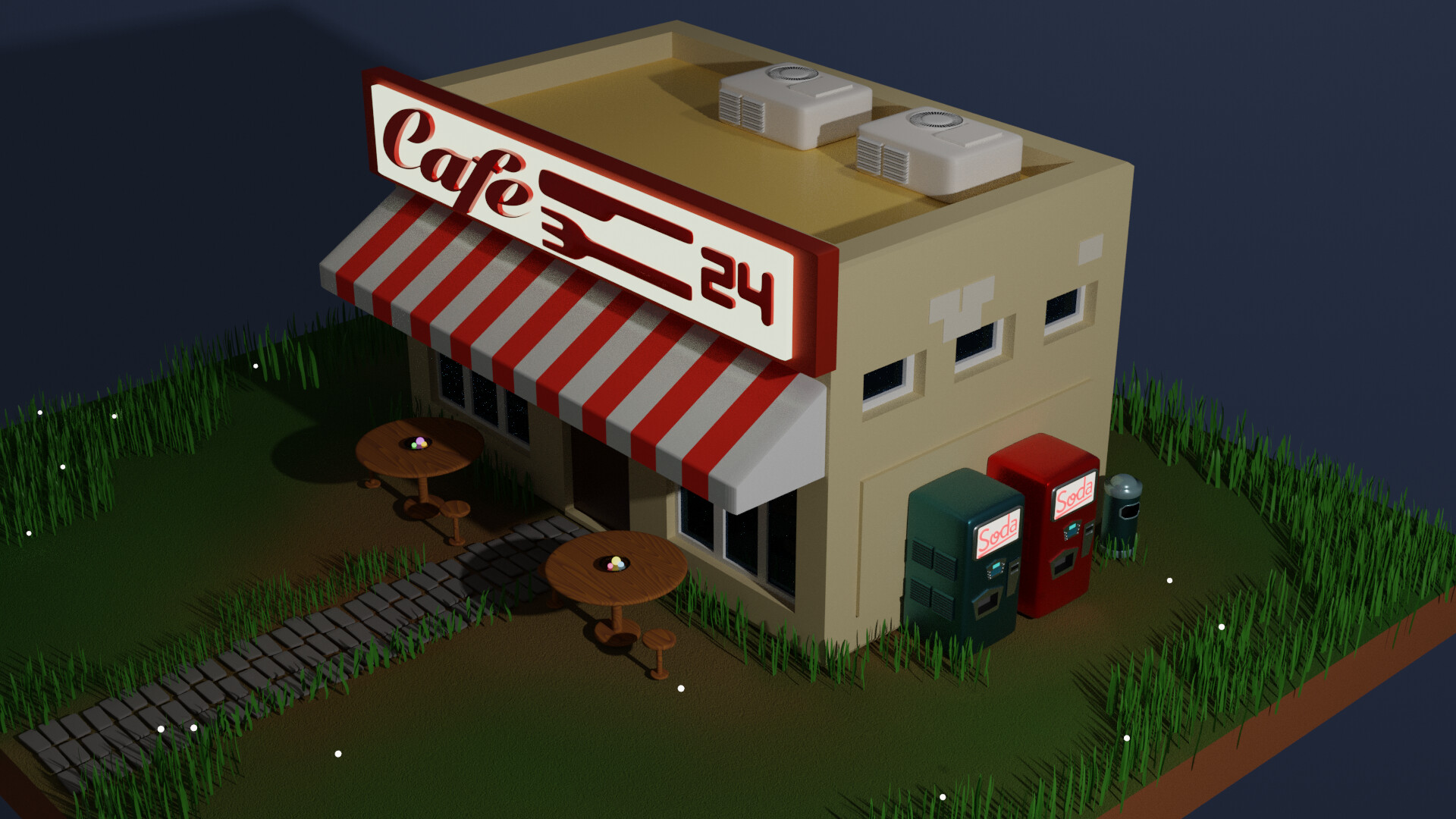 ArtStation - Little cafe at night