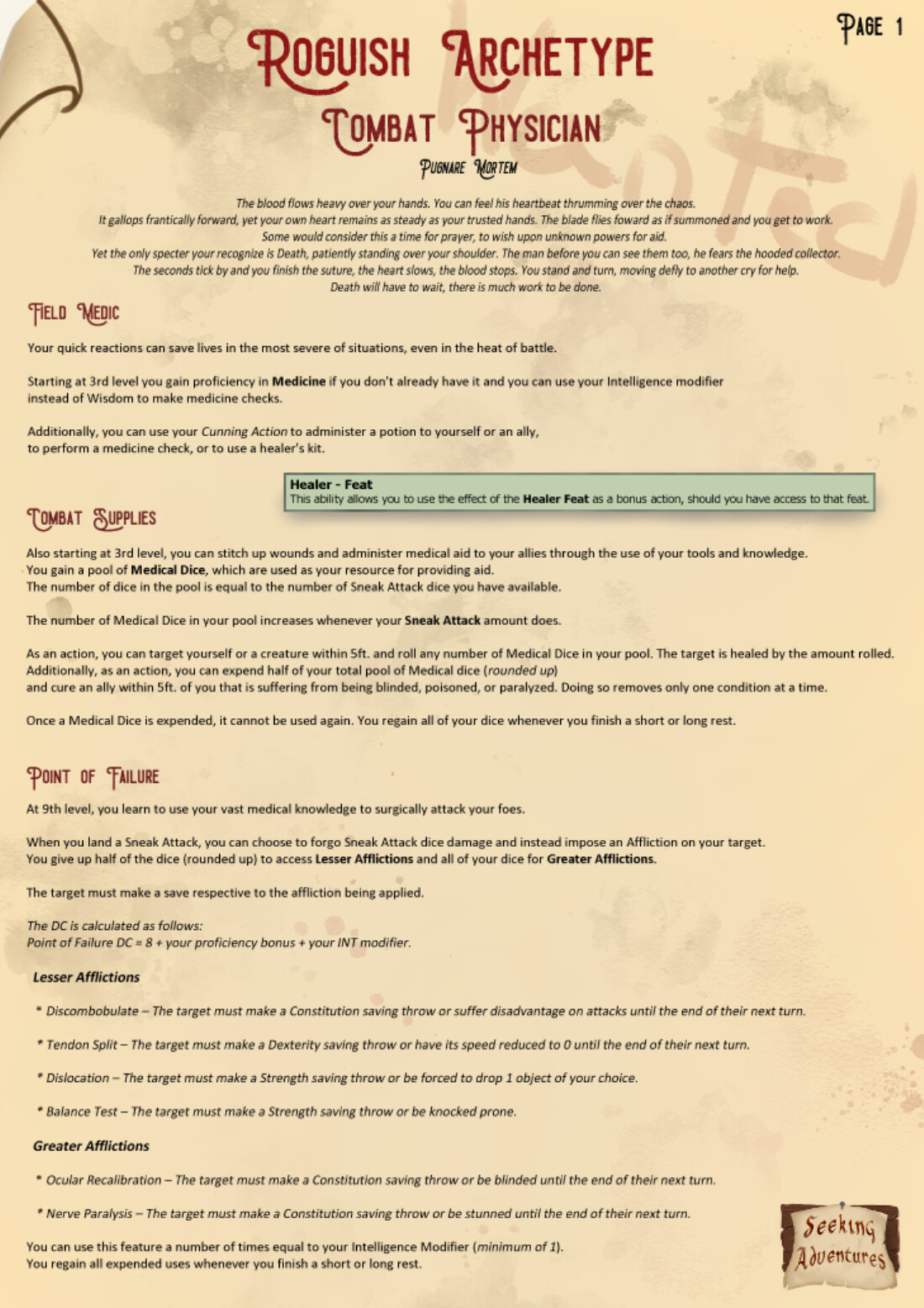 ArtStation - Roguish Archetype - Combat Physician