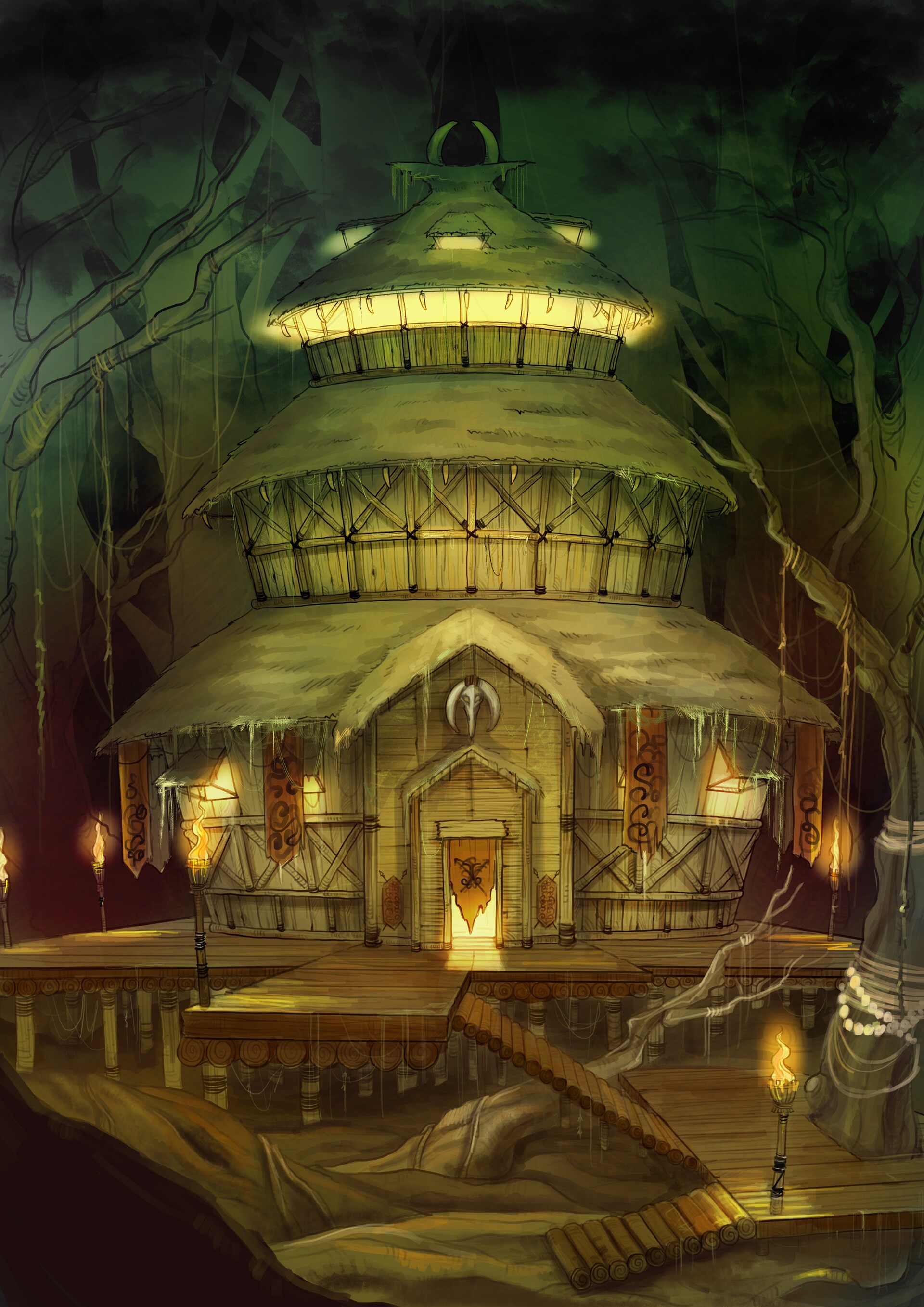ArtStation - Forest Tribe - Tribal Chief's Homestead