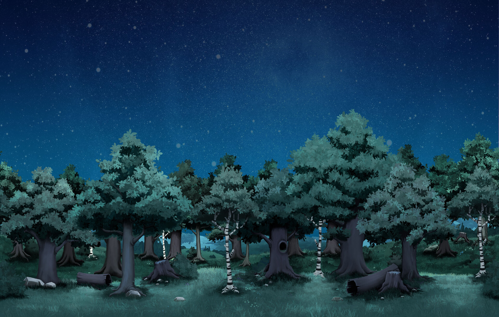 forest night skybox