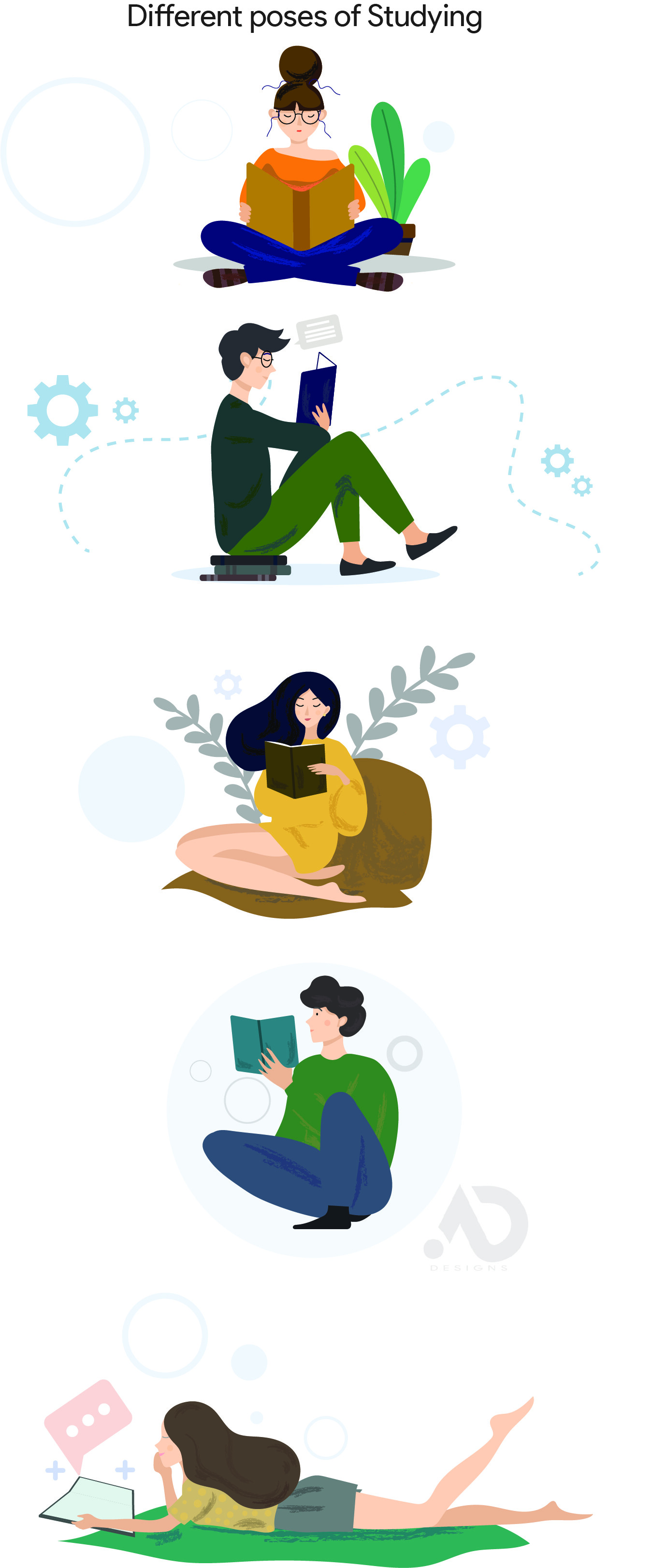 ArtStation - different poses of studying