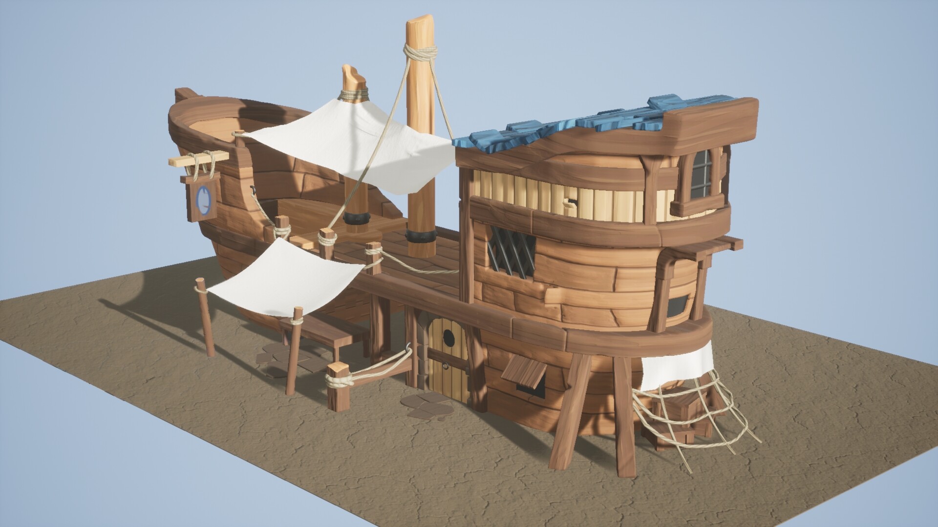 ArtStation - 3d Stylized Boat House