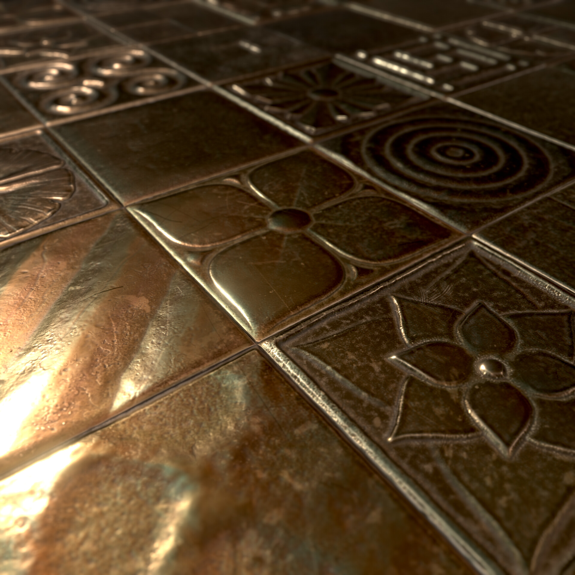 ArtStation - Various Golden Tiles Material Study