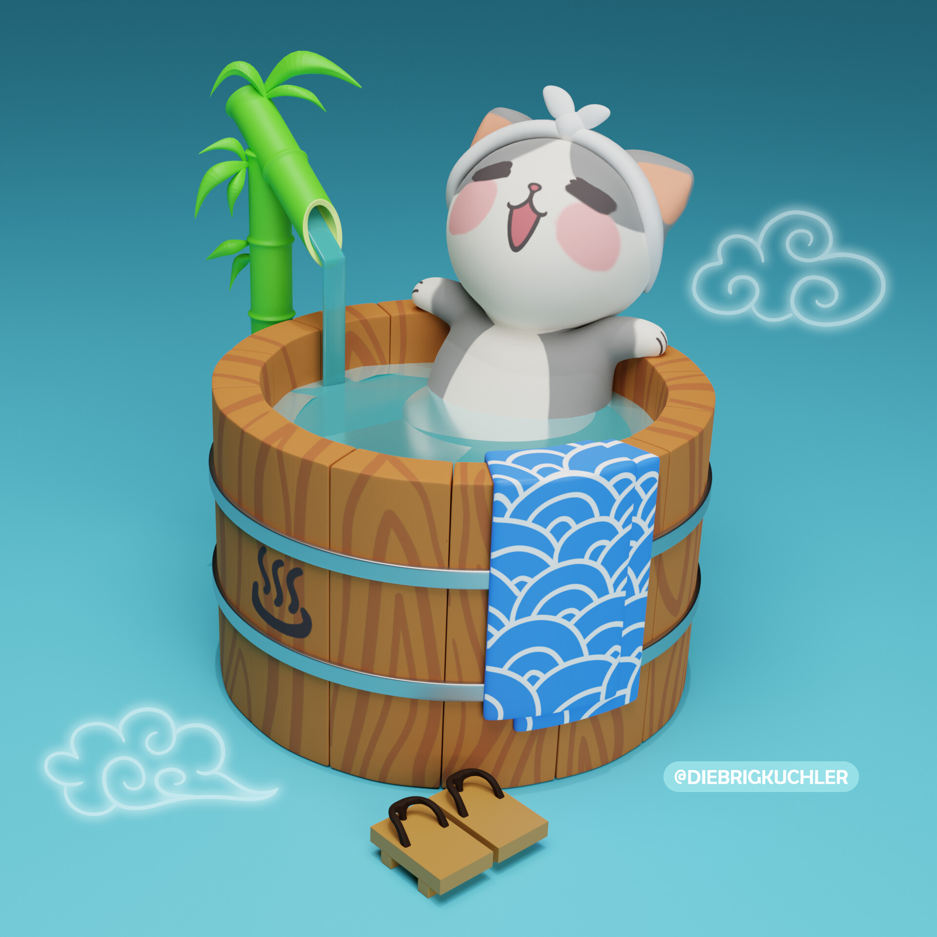 ArtStation - Hot Spring Cat
