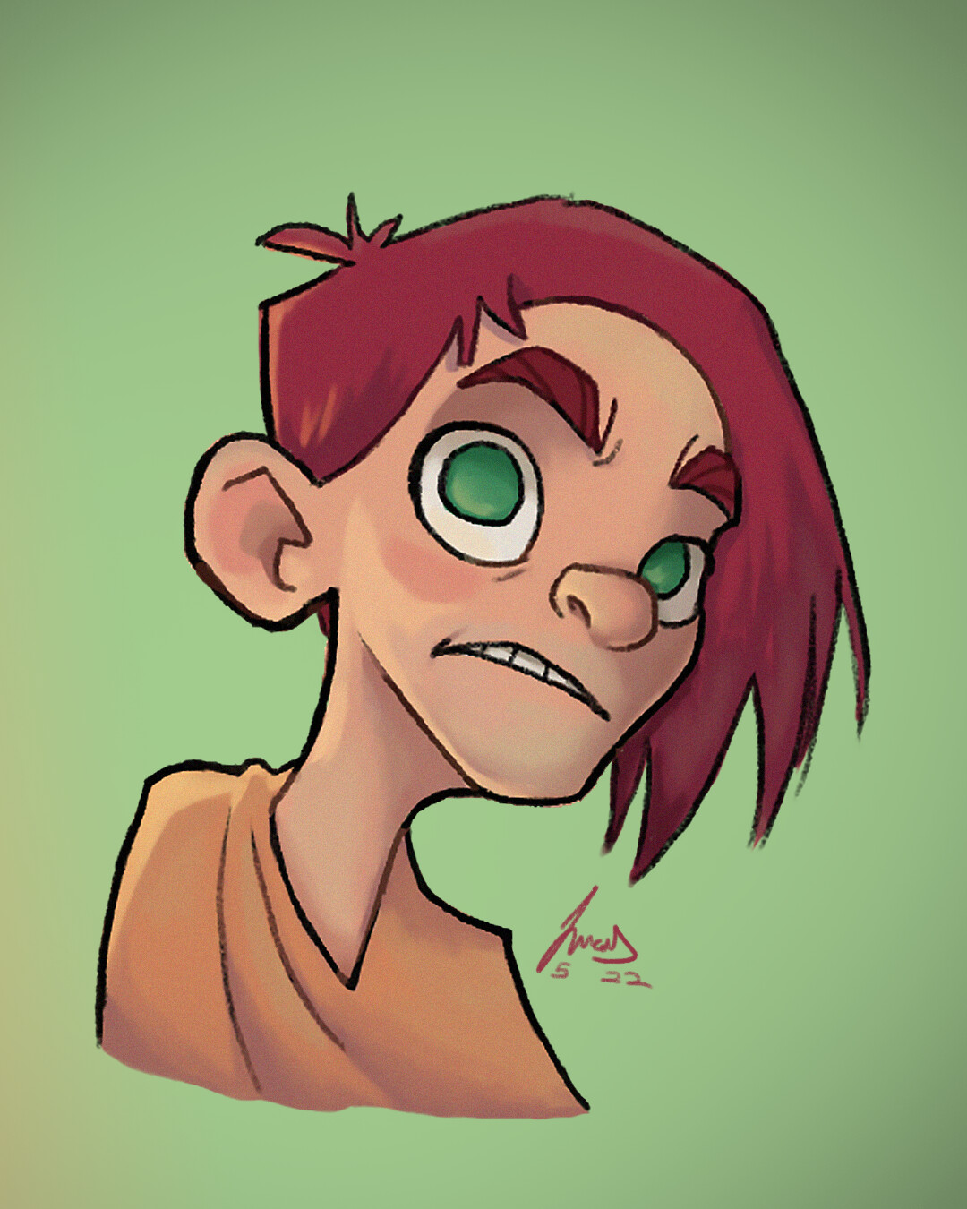 ArtStation - Drawing and coloring practice- Red haired skater boy