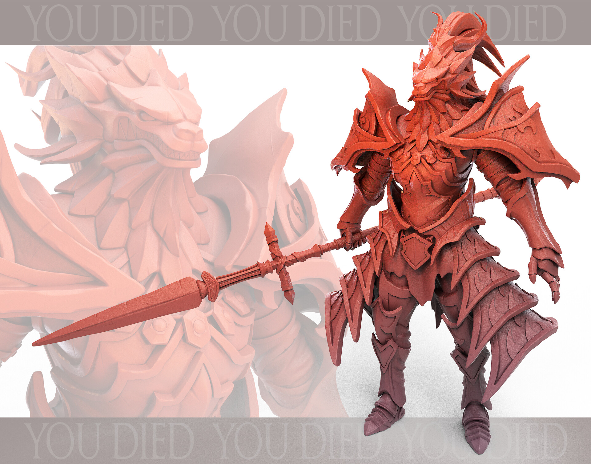 ArtStation - Ornstein the Dragon Slayer | clay render