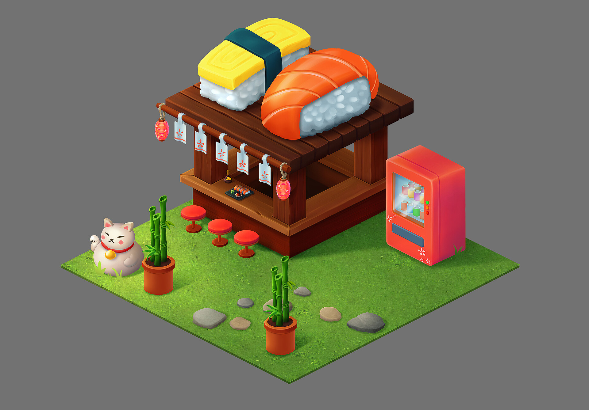 ArtStation - Sushi stand concept