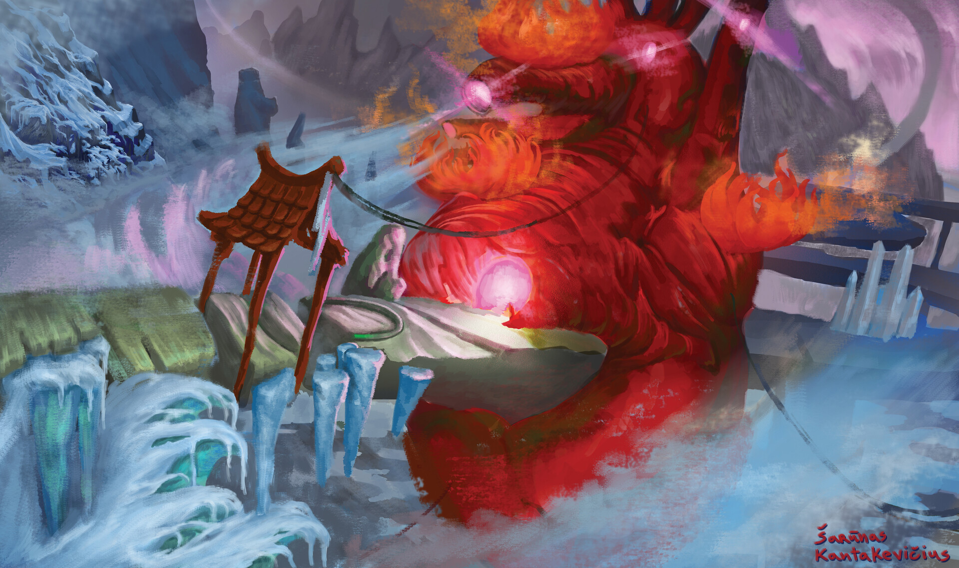 ArtStation - Fiery heart on a frozen path