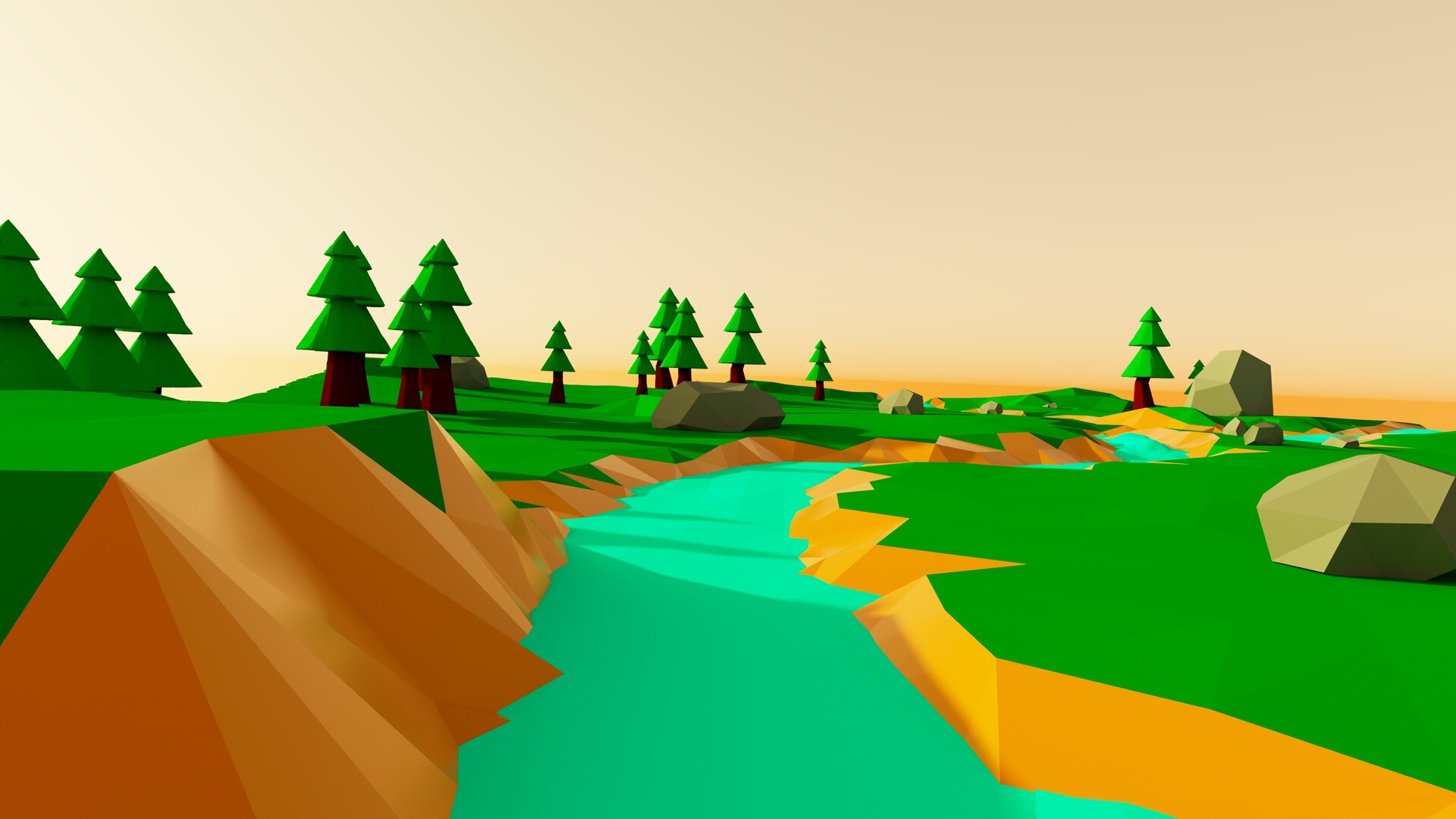 ArtStation - Low-Poly River Terrain