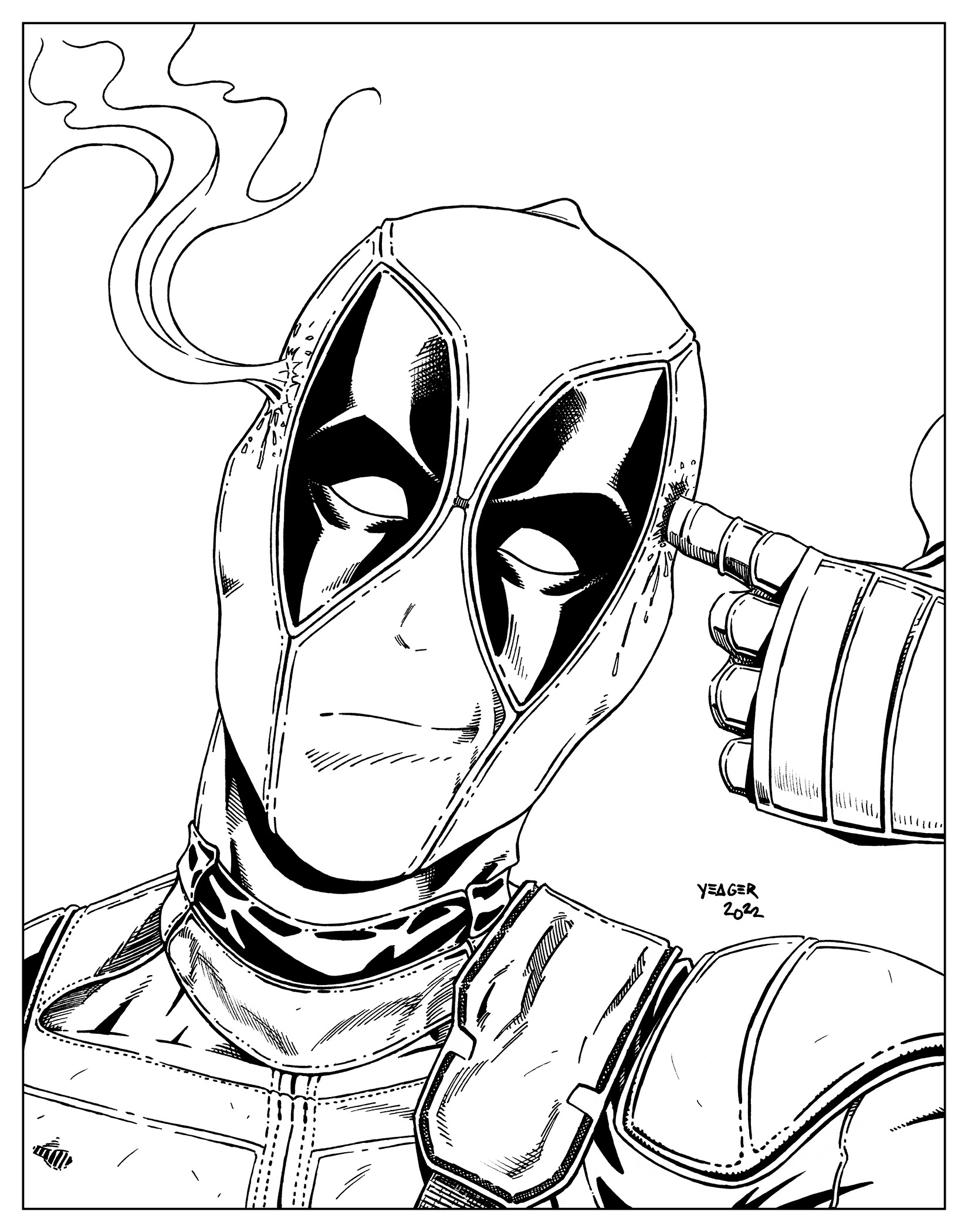how to draw deadpool holding a gun