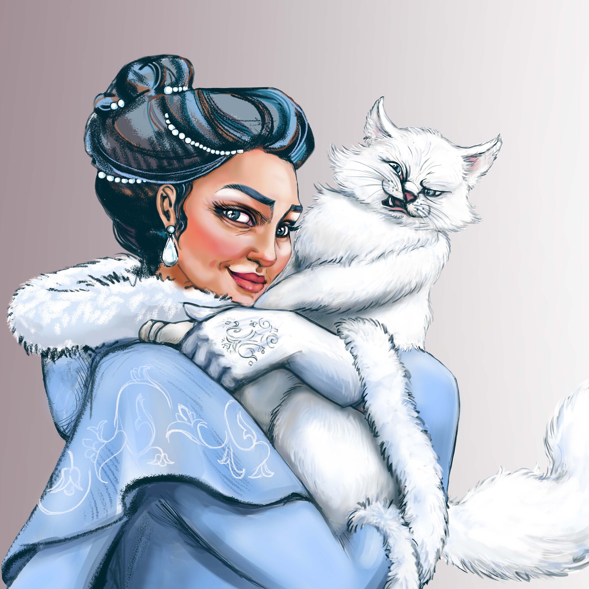 ArtStation - Princess Sarma and Lily the cat
