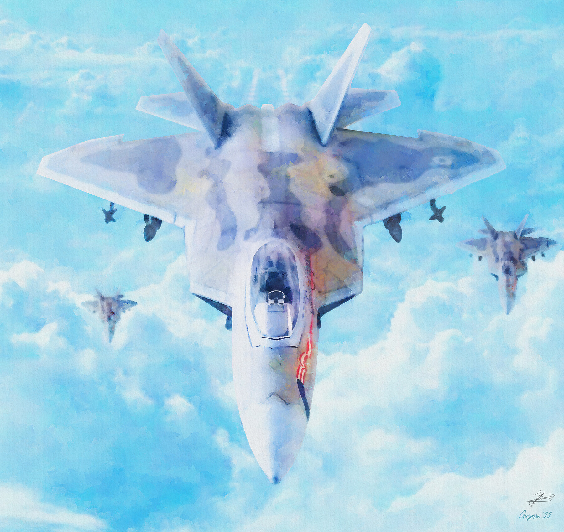 ArtStation - Digital Watercolor - F-22 Raptor