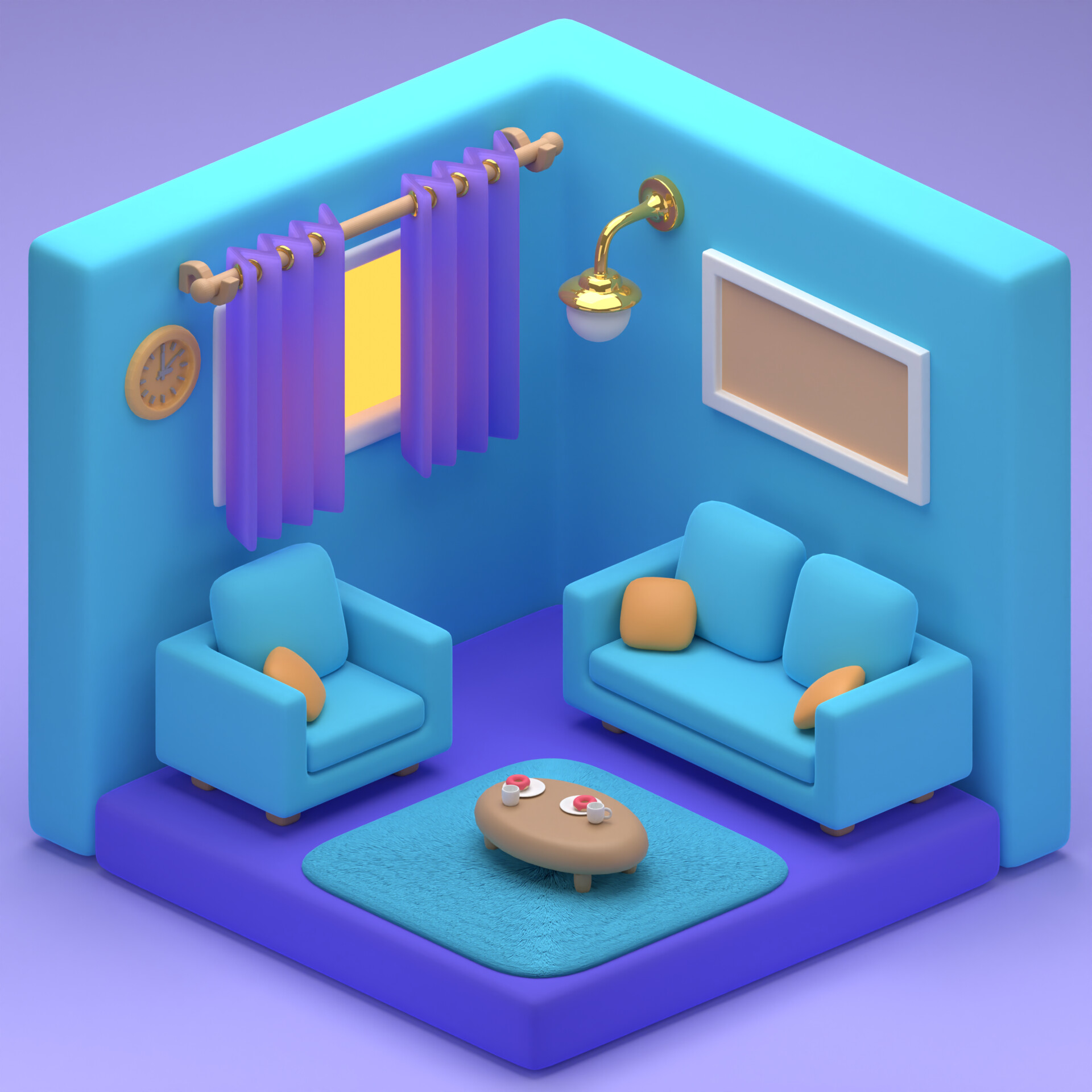 ArtStation - Isometric Living Room Attempt