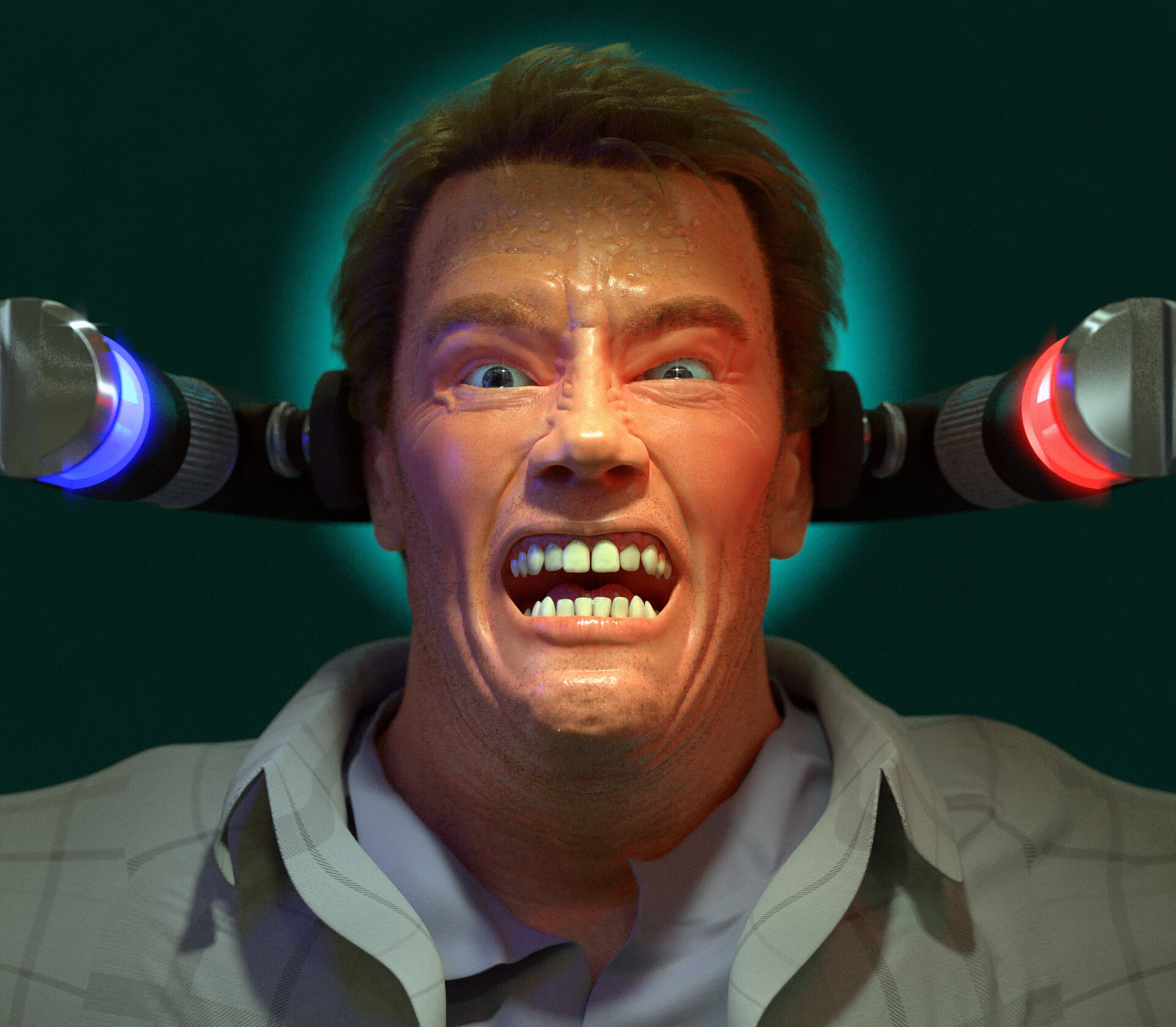 Gareth Mee - WIP of Arnold Schwarzenegger as Douglas Quaid in Total Recall.