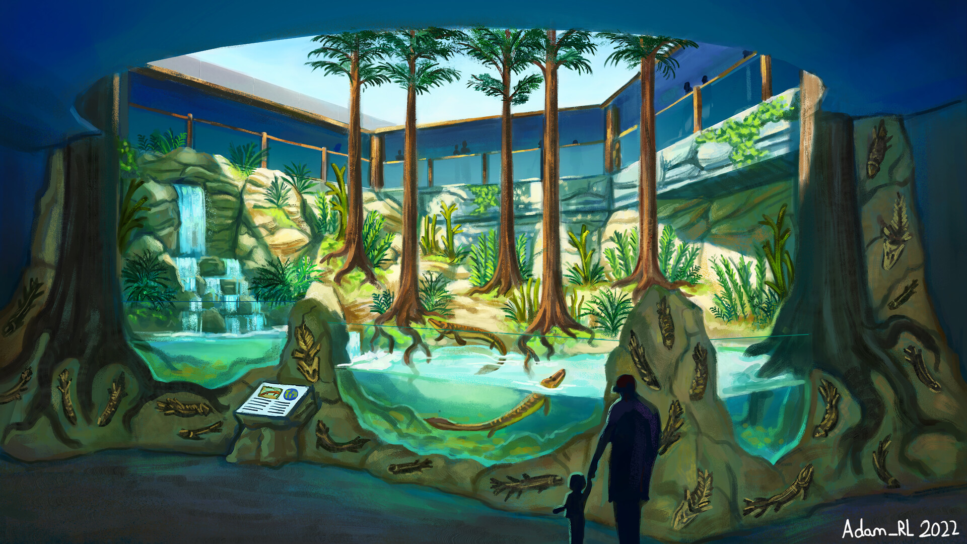 ArtStation - Paleo-Aquarium Art Challenge: Tiktaalik Exhibit (Concept)